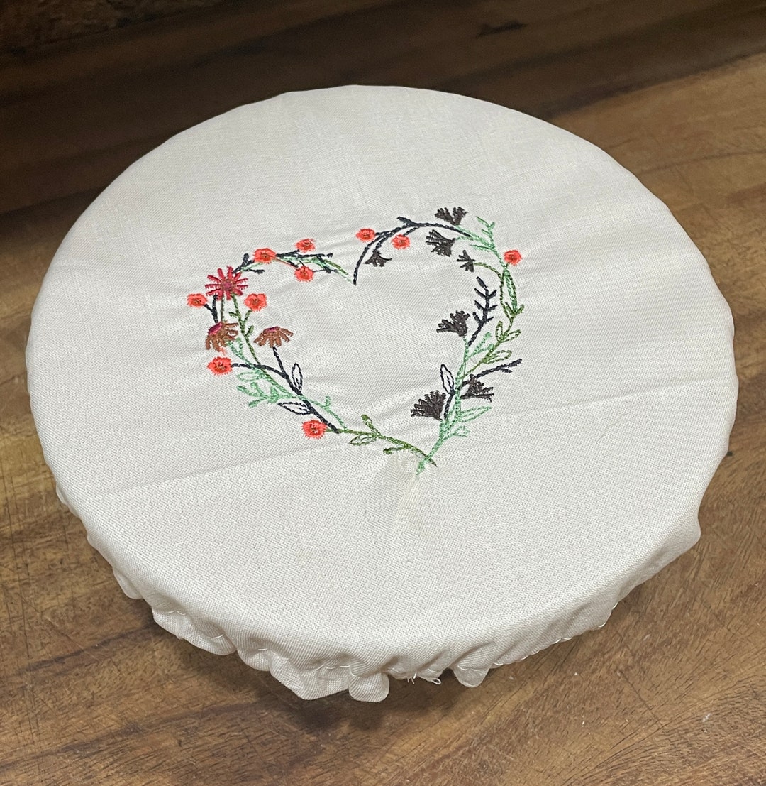 Whimsical Wildflower Embroidered Bowl Cover - Bowl Cover - Pie Plate ...