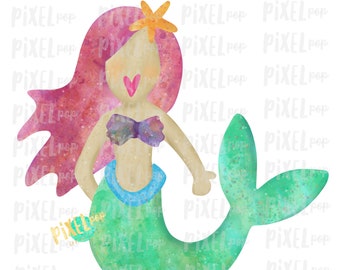 Watercolor Mermaid PNG Summer Mermaid Tail Clipart for - Etsy