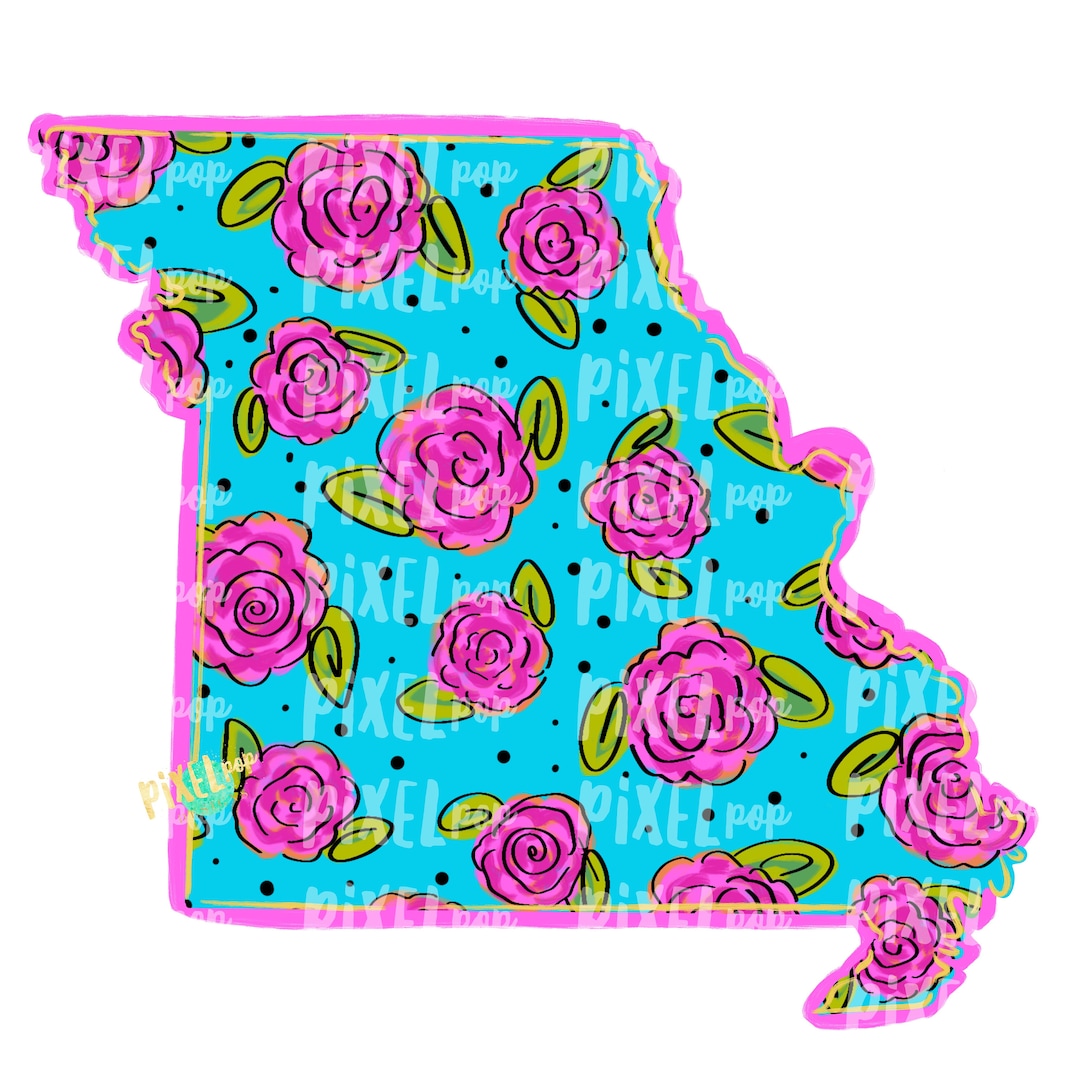 State of Missouri Shape Blue Floral PNG | Missouri State | Home State ...