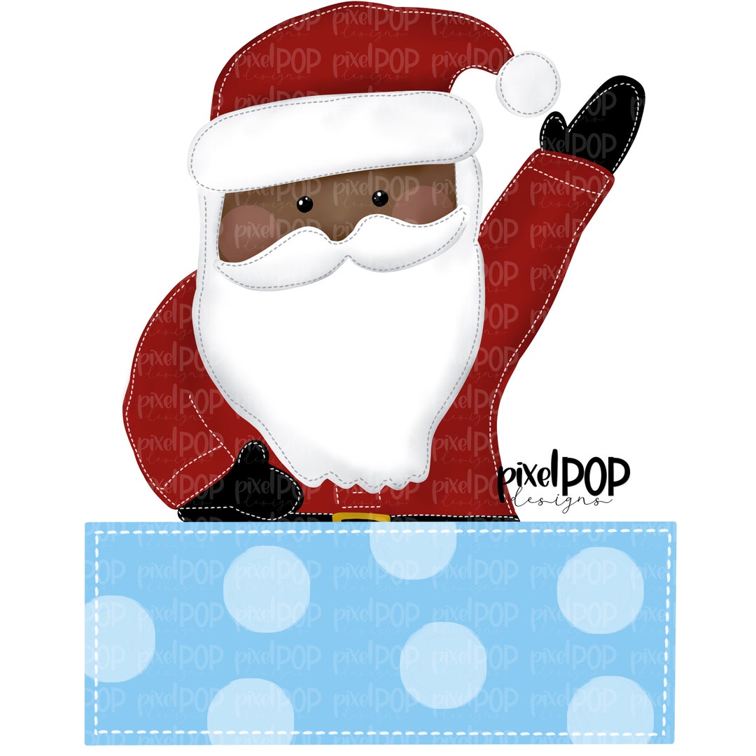Santa Claus Dark Skin Waving With Name Plate PNG | Christmas | Santa ...
