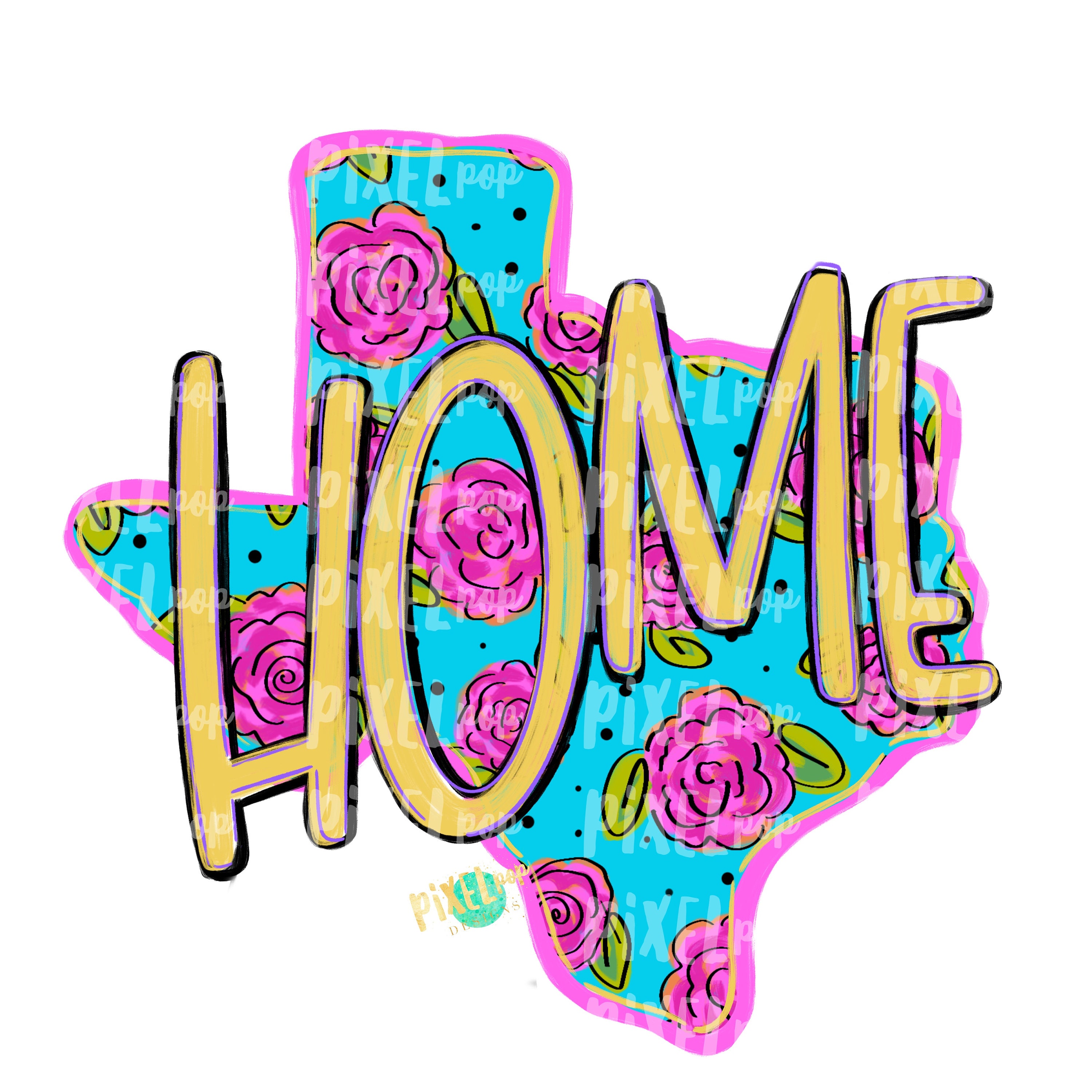 State of Texas Shape Home Floral PNG Texas State Home | Etsy