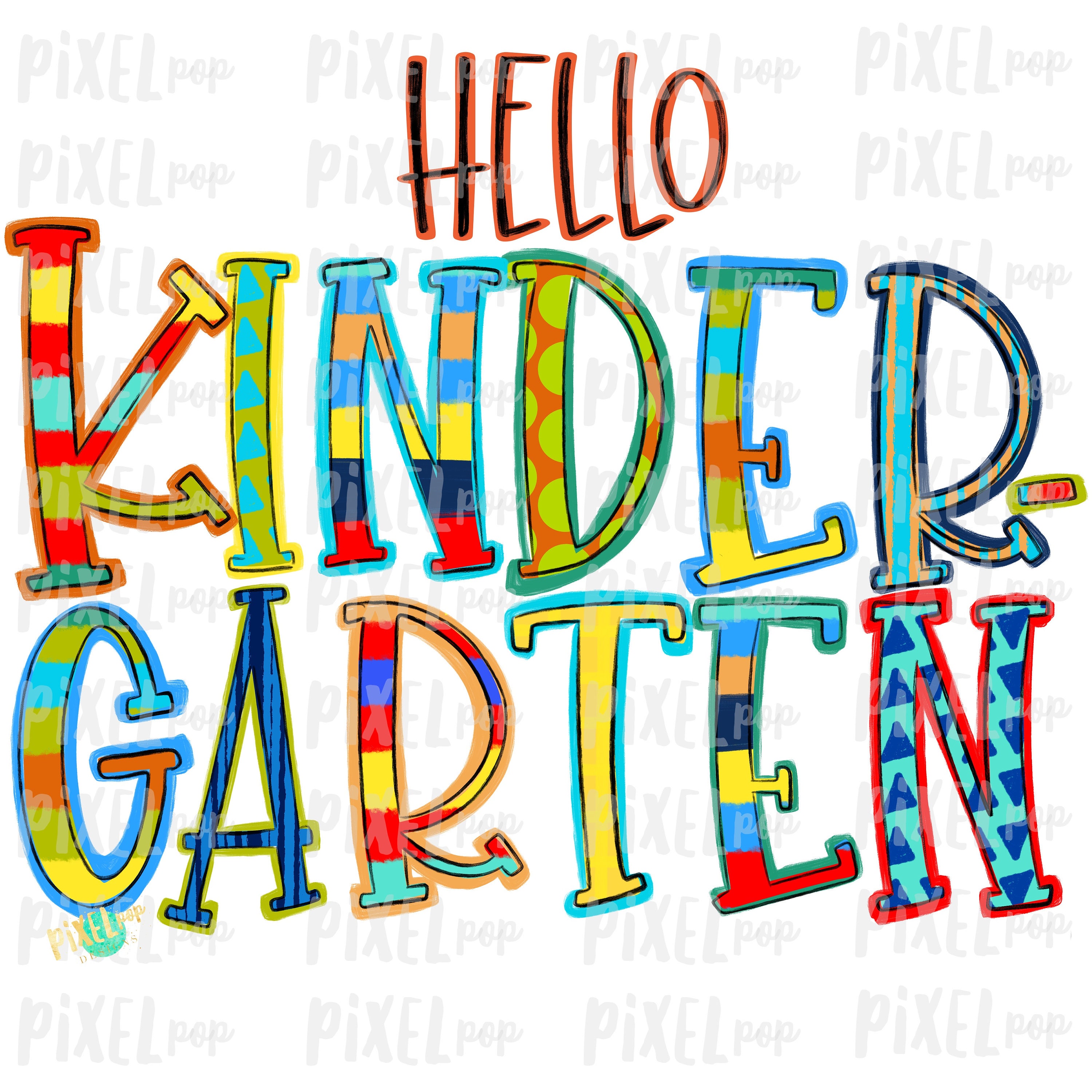 Hello Kindergarten Stripe PNG Design | School Design | Sublimation ...