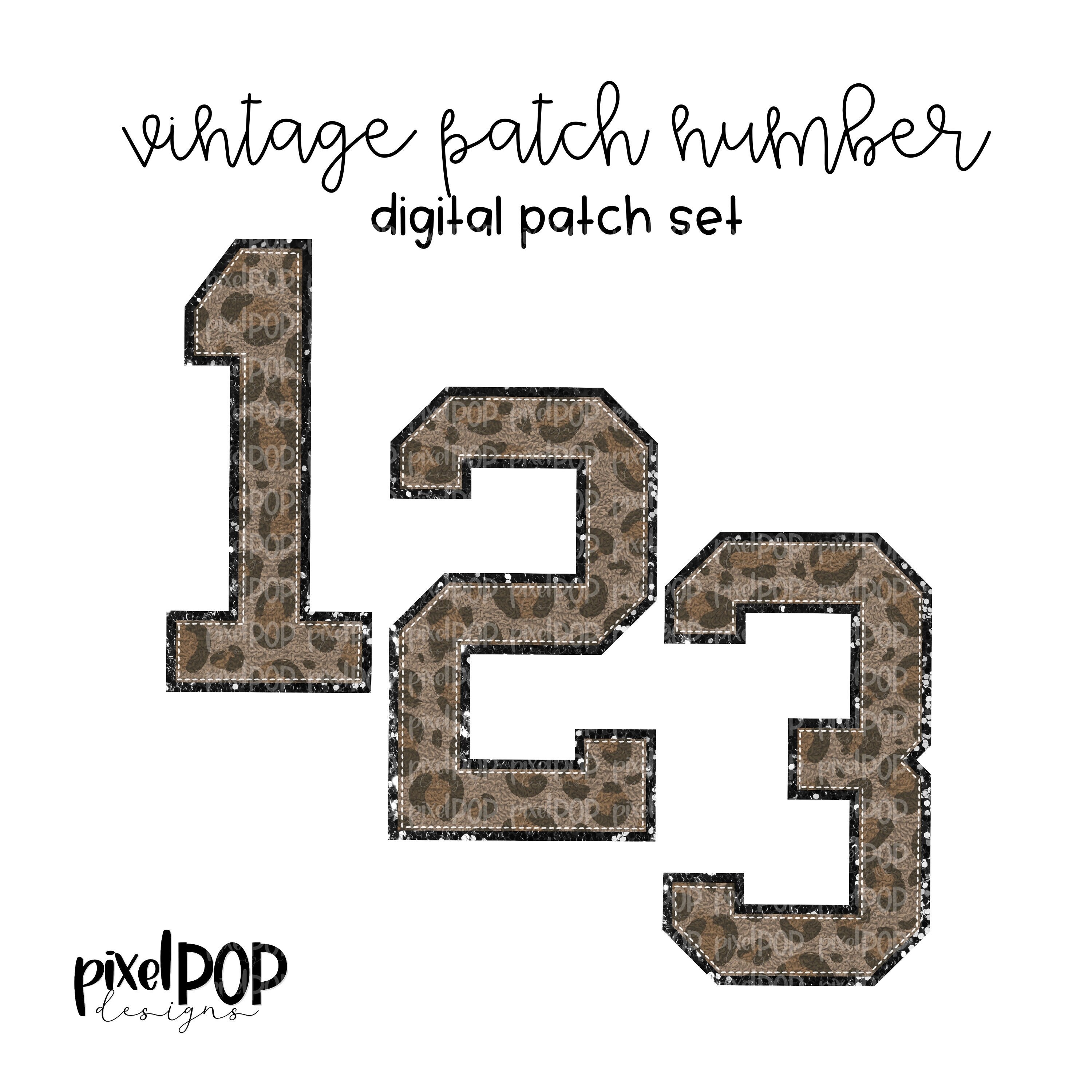 Vintage Patch Digital Numbers PNG Set Leopard and Black - Etsy