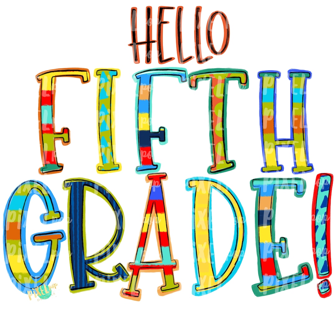 Hello Fifth Grade Stripe PNG Design | School Design | Sublimation ...