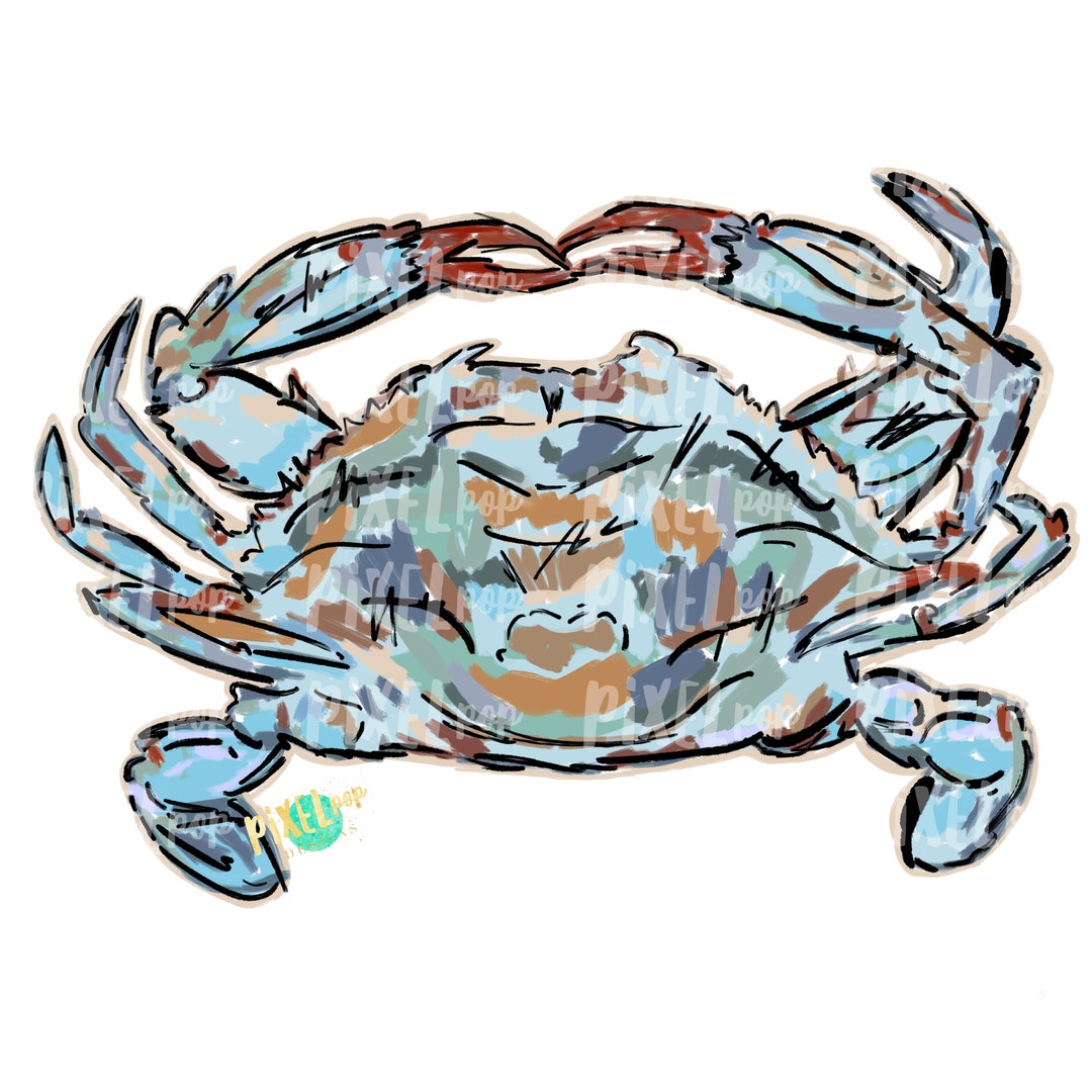 Artsy Painted Blue Crab PNG | Crab | Coastal Clip Art | Ocean | Crab ...