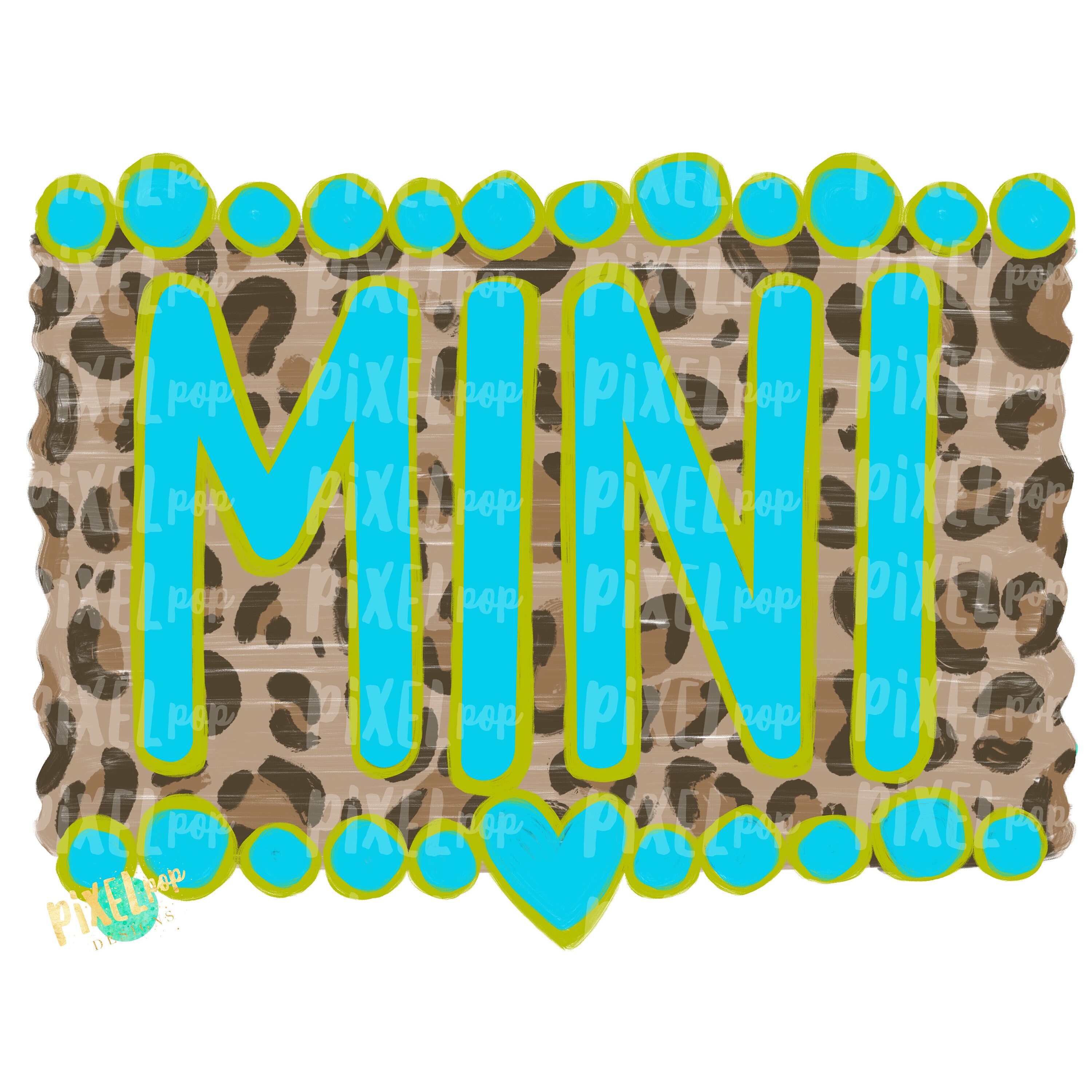 Mini Turquoise and Leopard Print PNG Sublimation Art | Etsy