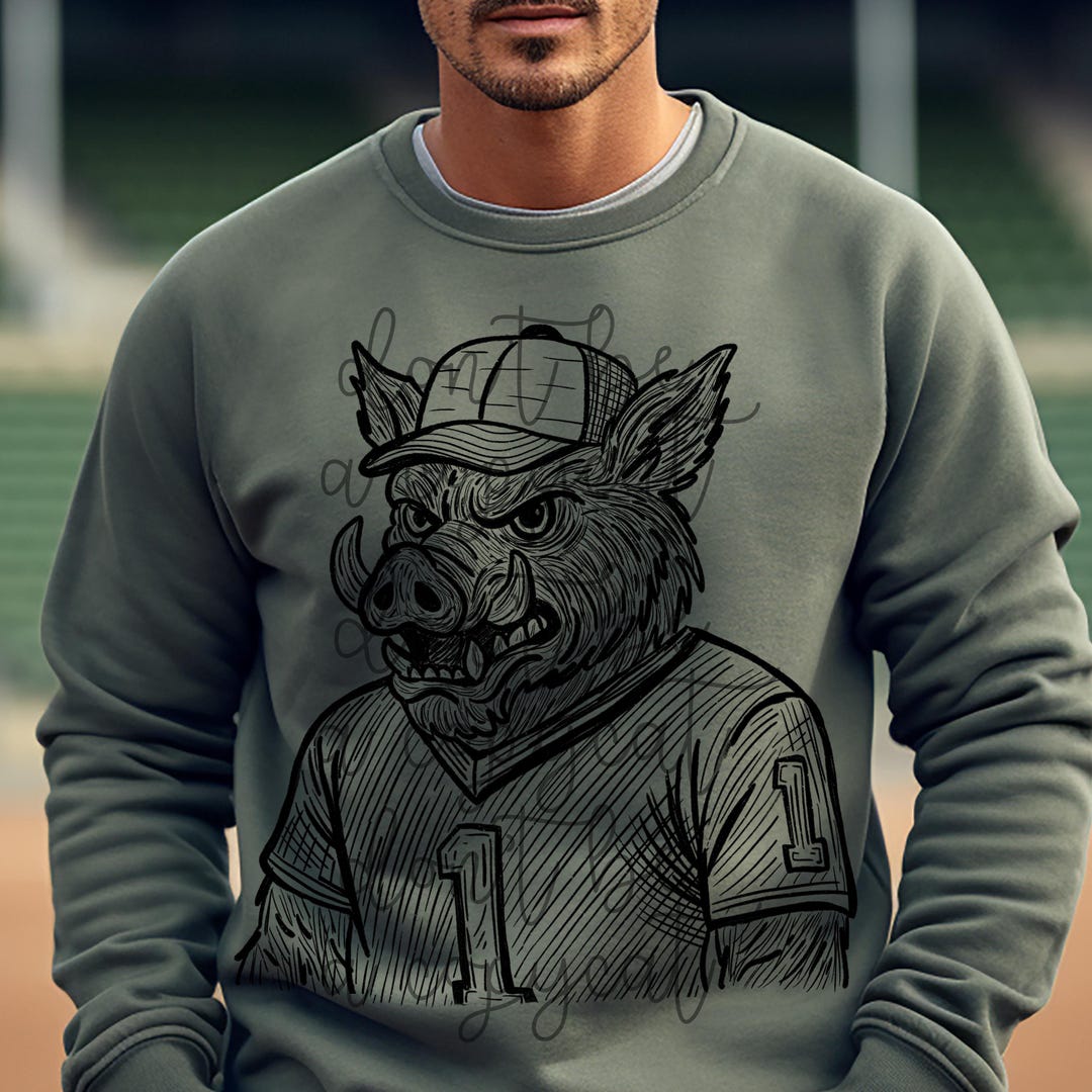 Sketchy Jersey Hog Razorback Mascot PNG | School Mascot Custom Digital ...