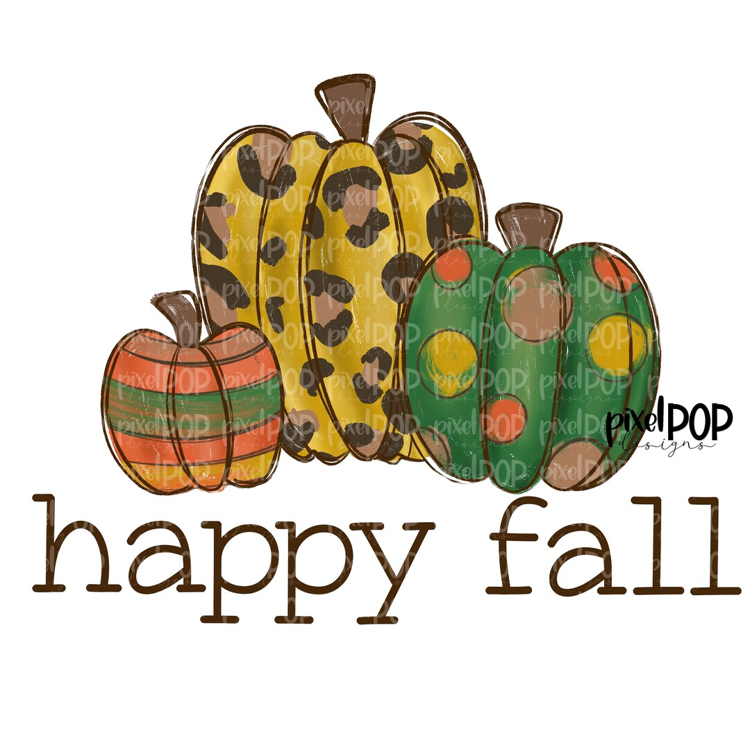 Happy Fall Harvest Pumpkins Leopard PNG | Pumpkin | Pumpkin Design ...
