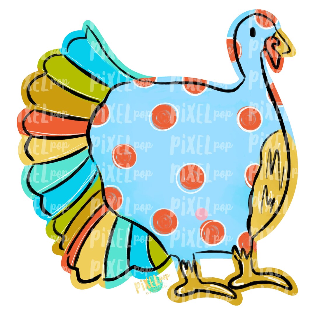 Blue Turkey PNG | Turkey Sublimation | Hand Painted Digital Art ...