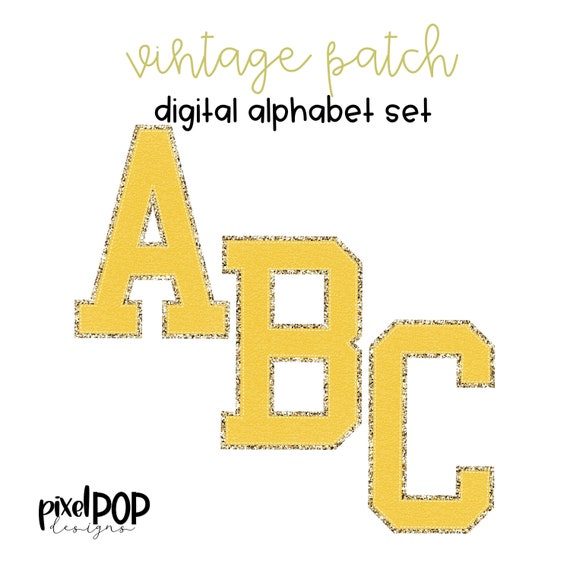Scrapbooking Vintage Patch Digital Numbers PNG Set Yellow and Gold ...