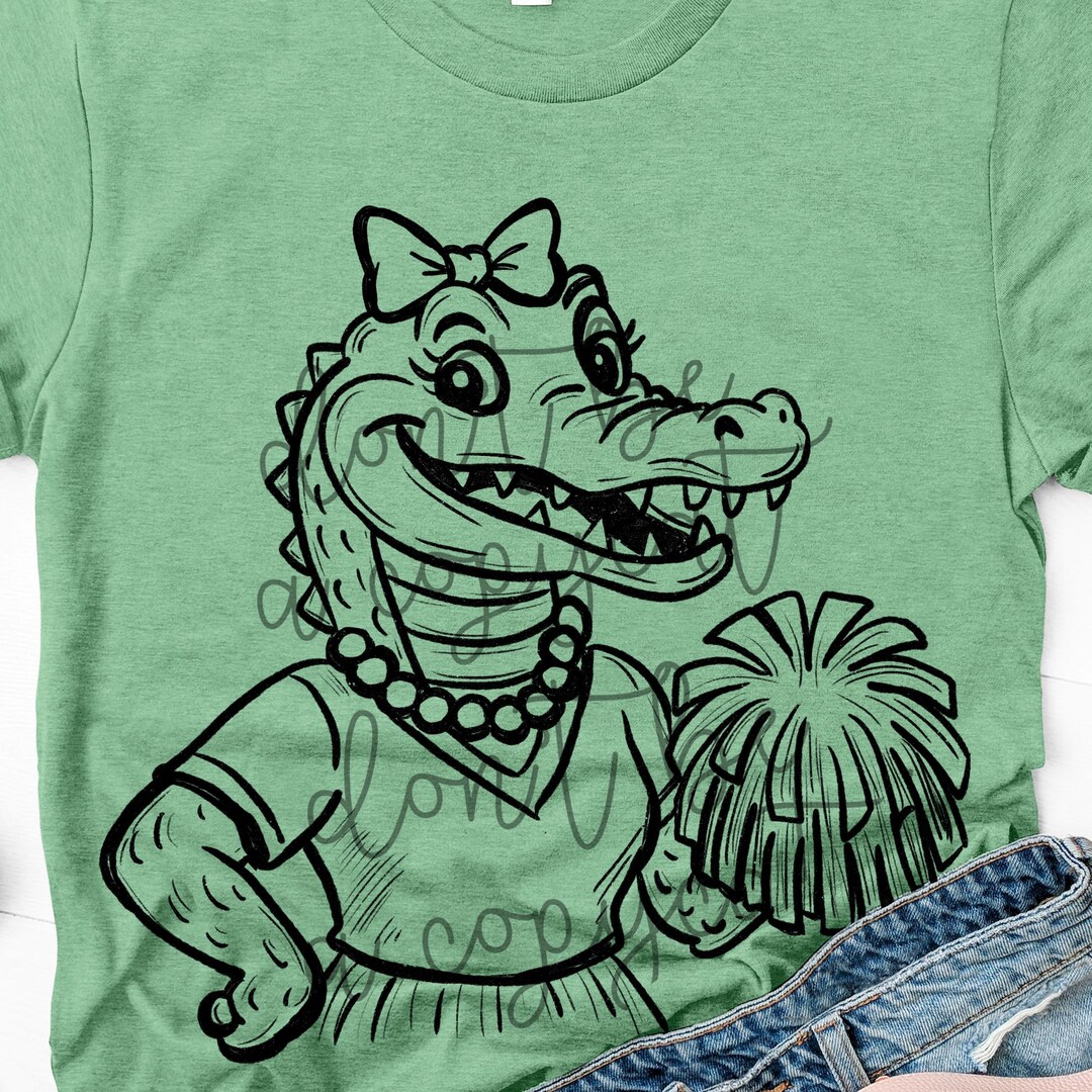 Vintage Cheer Gators Hand Drawn Spirit PNG | School Mascot Digital ...