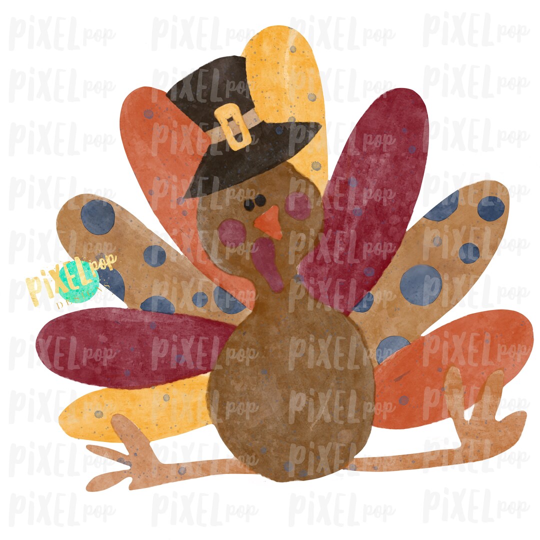 Happy Turkey Watercolor Sublimation PNG | Hand Drawn Sublimation Design ...