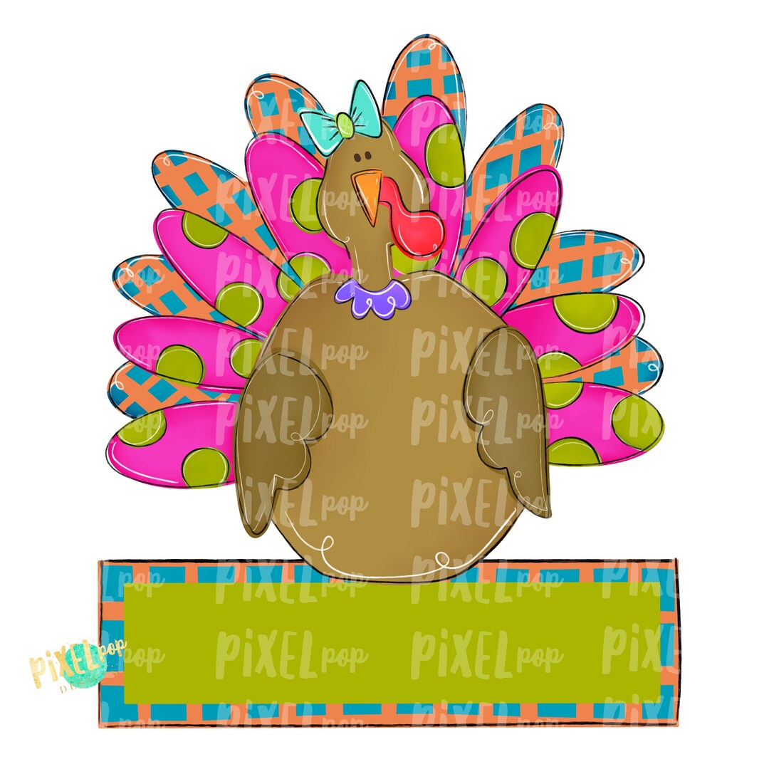 Large Girl Turkey With Word Plate PNG | Turkey Sublimation | Painted ...
