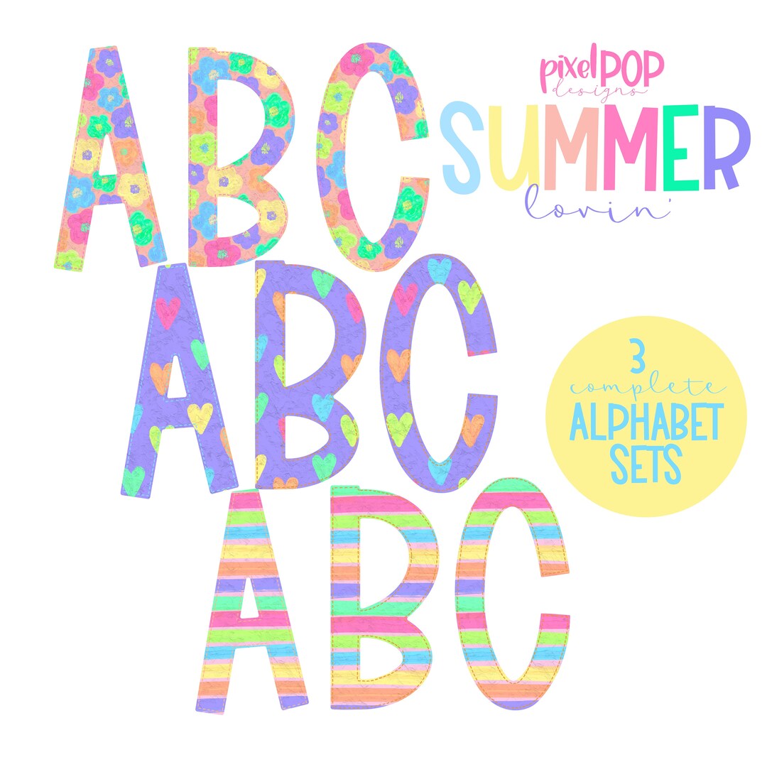 Summer Lovin' Alphabet Letter Set | Alphapack Font | Watercolor | PNG ...