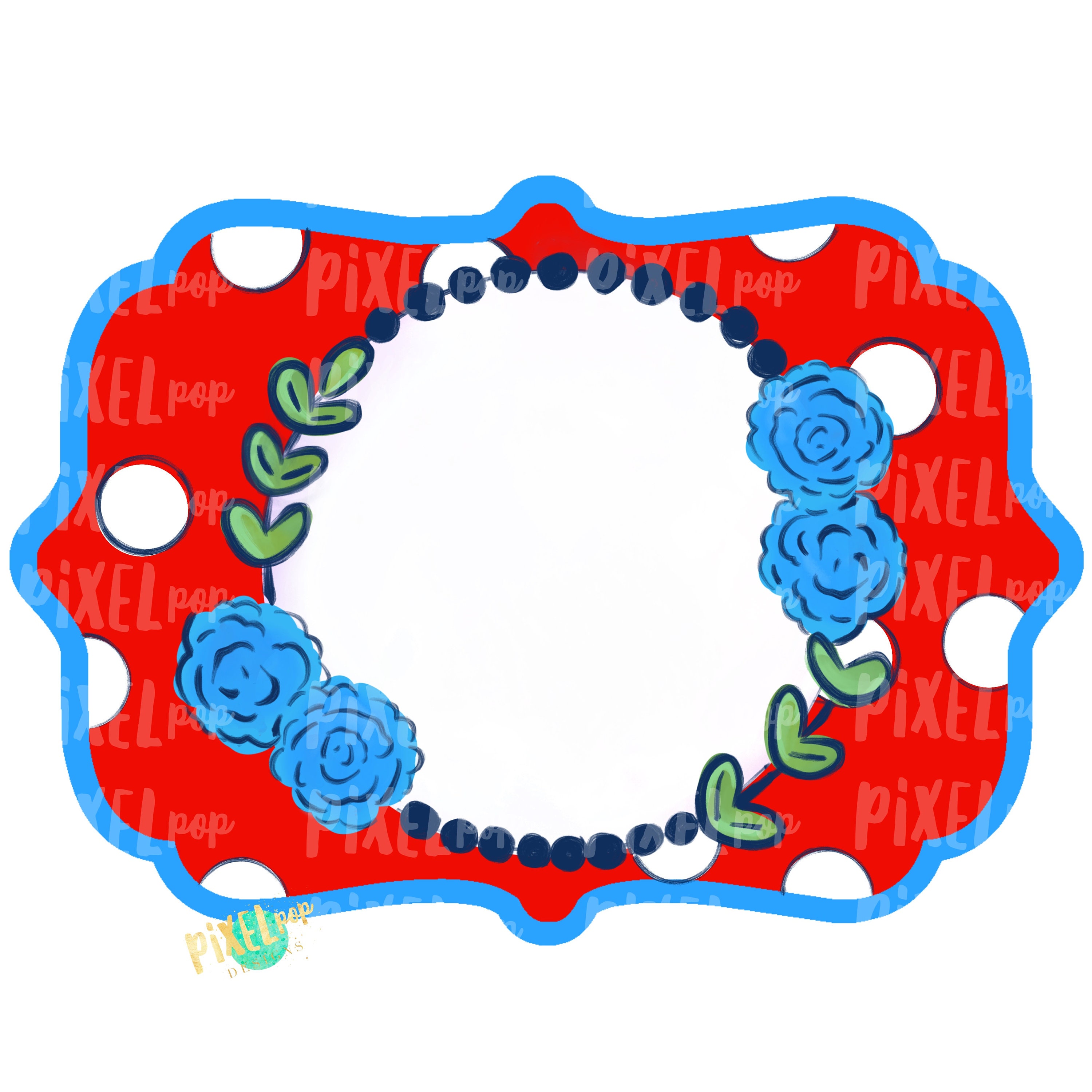 July 4th Chic Frame Red White Blue PNG Hand Painted Frame | Etsy