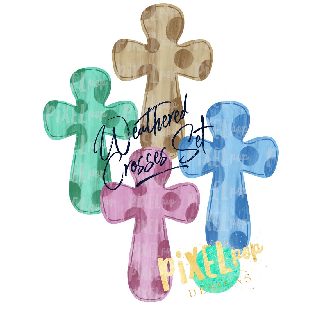 Weathered Crosses Set Sublimation PNG Design | Hand Drawn Sublimation ...
