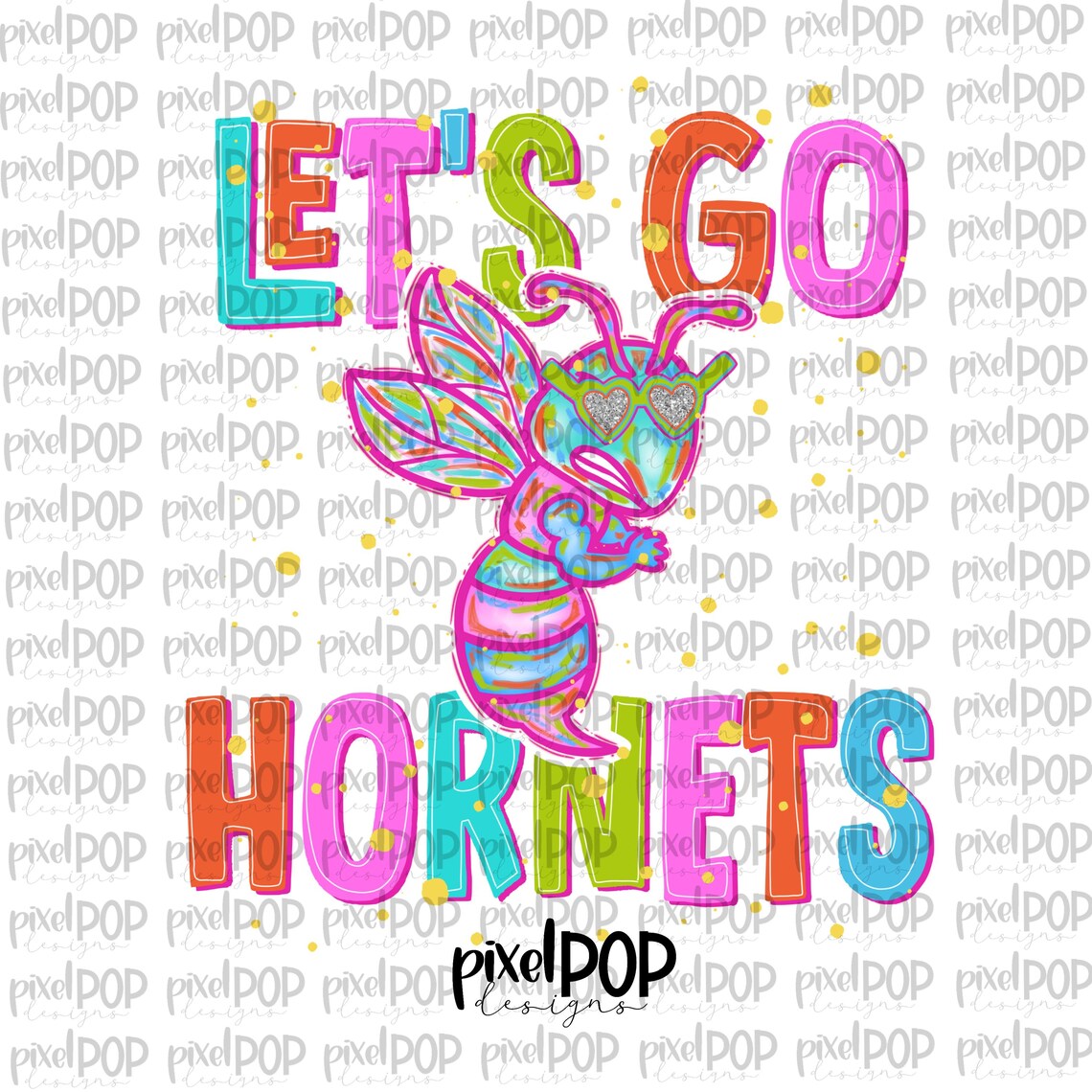 Neon Let's Go Hornets Mascot PNG | Hornets Sublimation Design | Team ...