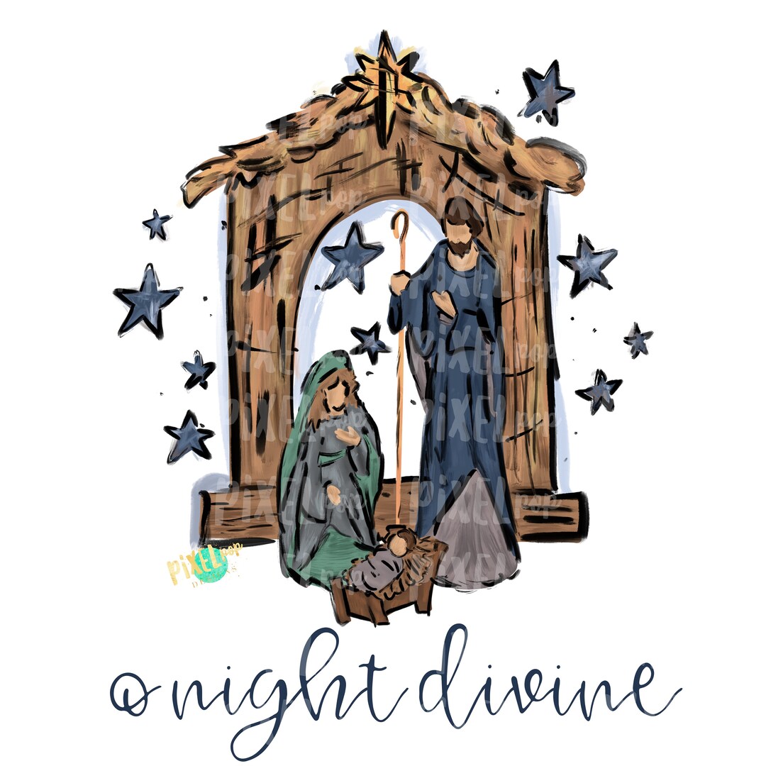Nativity O Night Divine PNG | Religious Art | O Holy Night | Digital ...