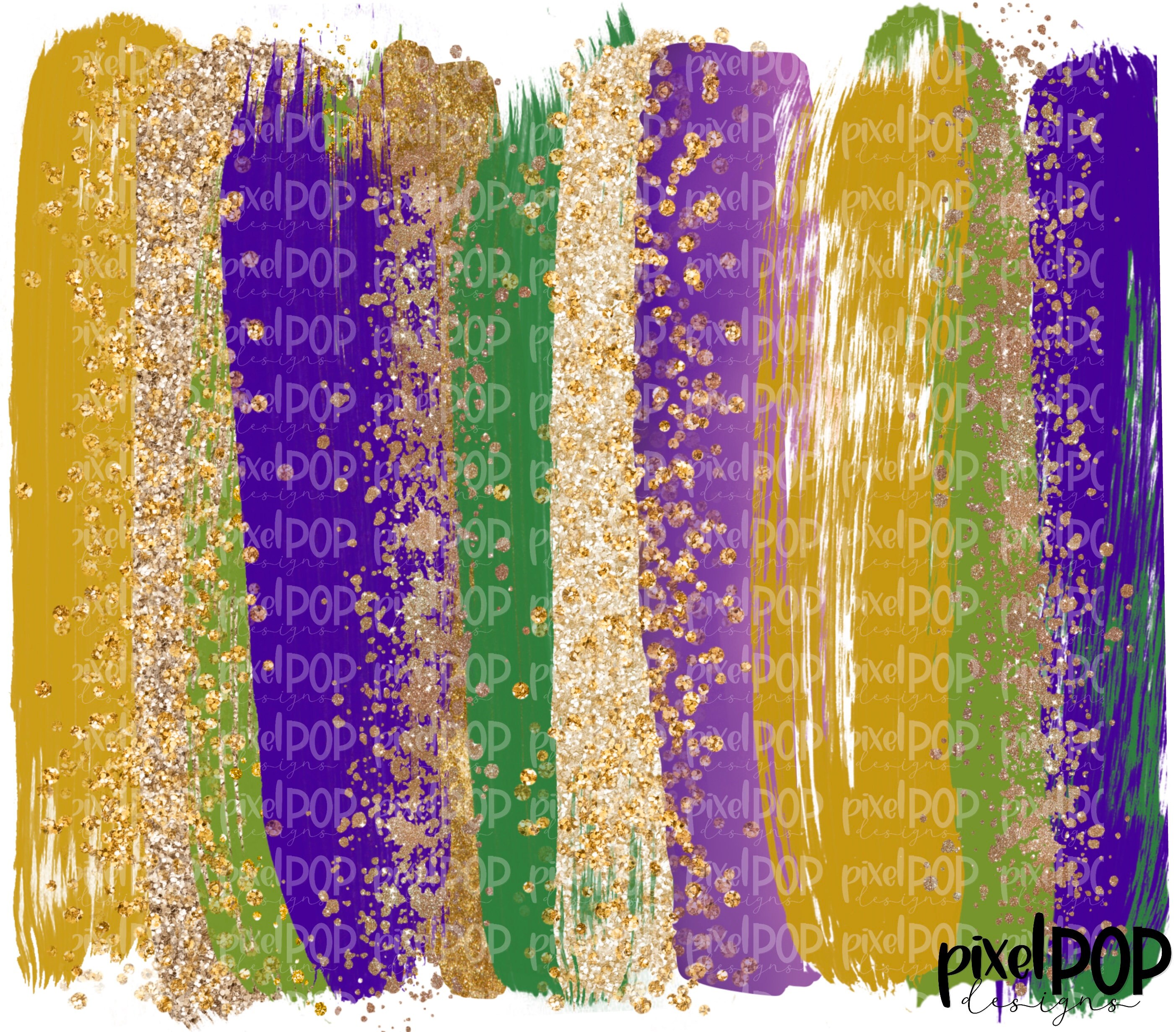 Digital Drawing Illustration Mardi Gras Leopard Beads Brushstrokes