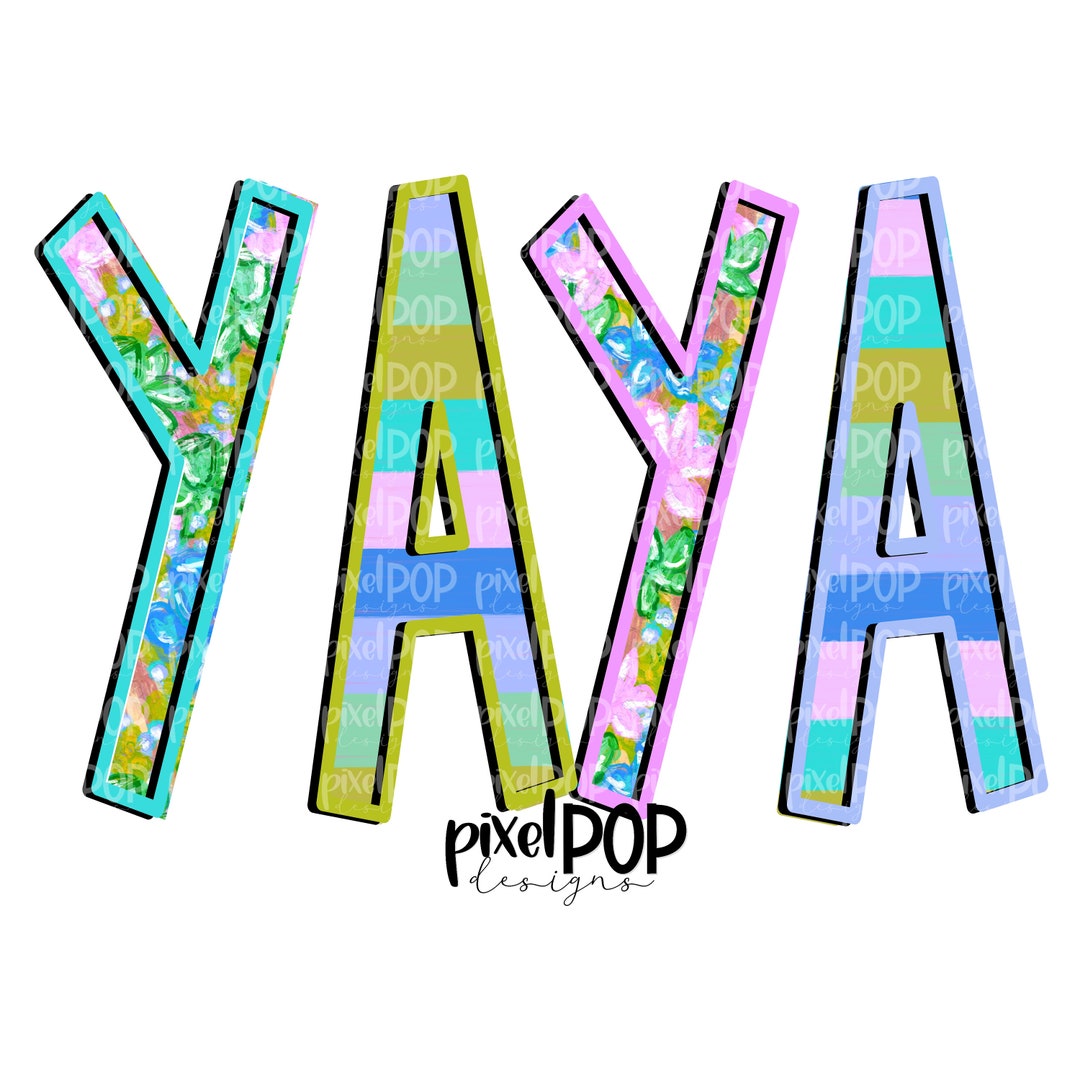 Yaya Floral and Stripe Design PNG | Yaya Art | Yaya Design | Hand Drawn ...