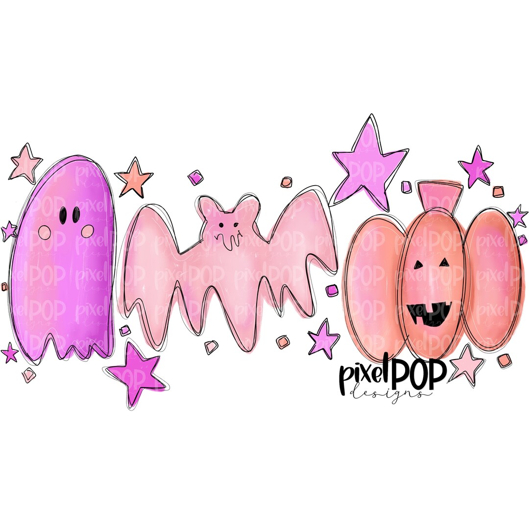 Pumpkin Ghost Bat Pink PNG | Halloween Art | Ghost | Bat | Candy Corn ...