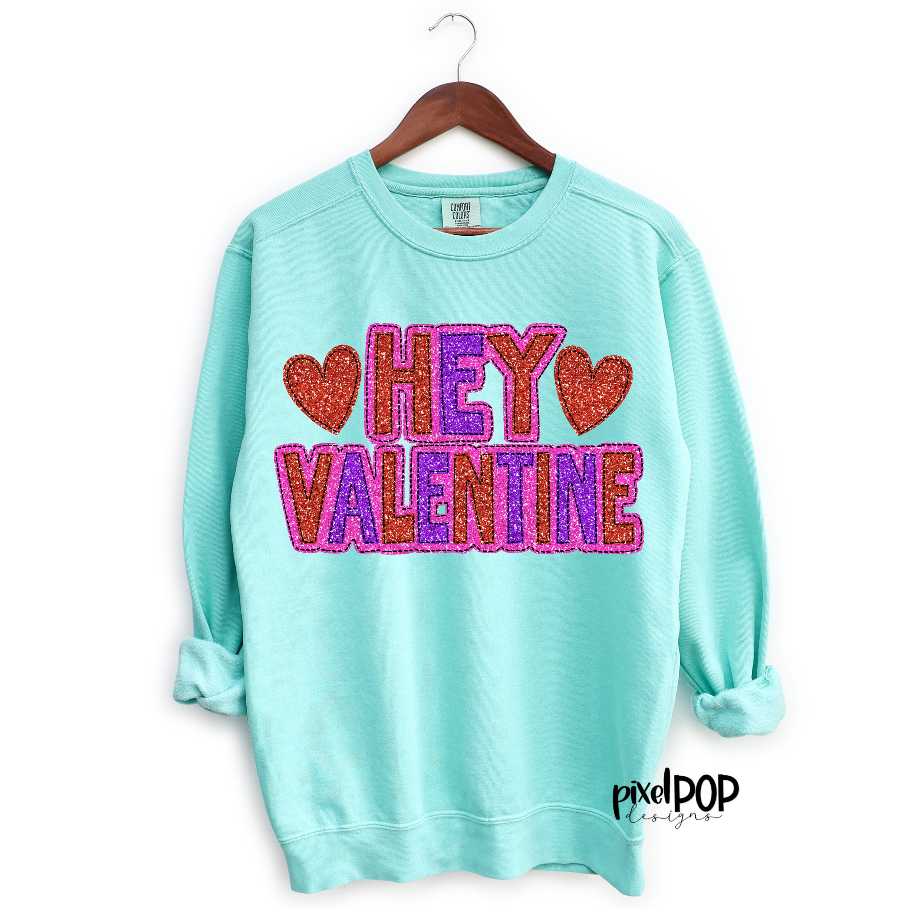 Hey Valentine Faux Glitter PNG Design Valentine's Day Heart for ...
