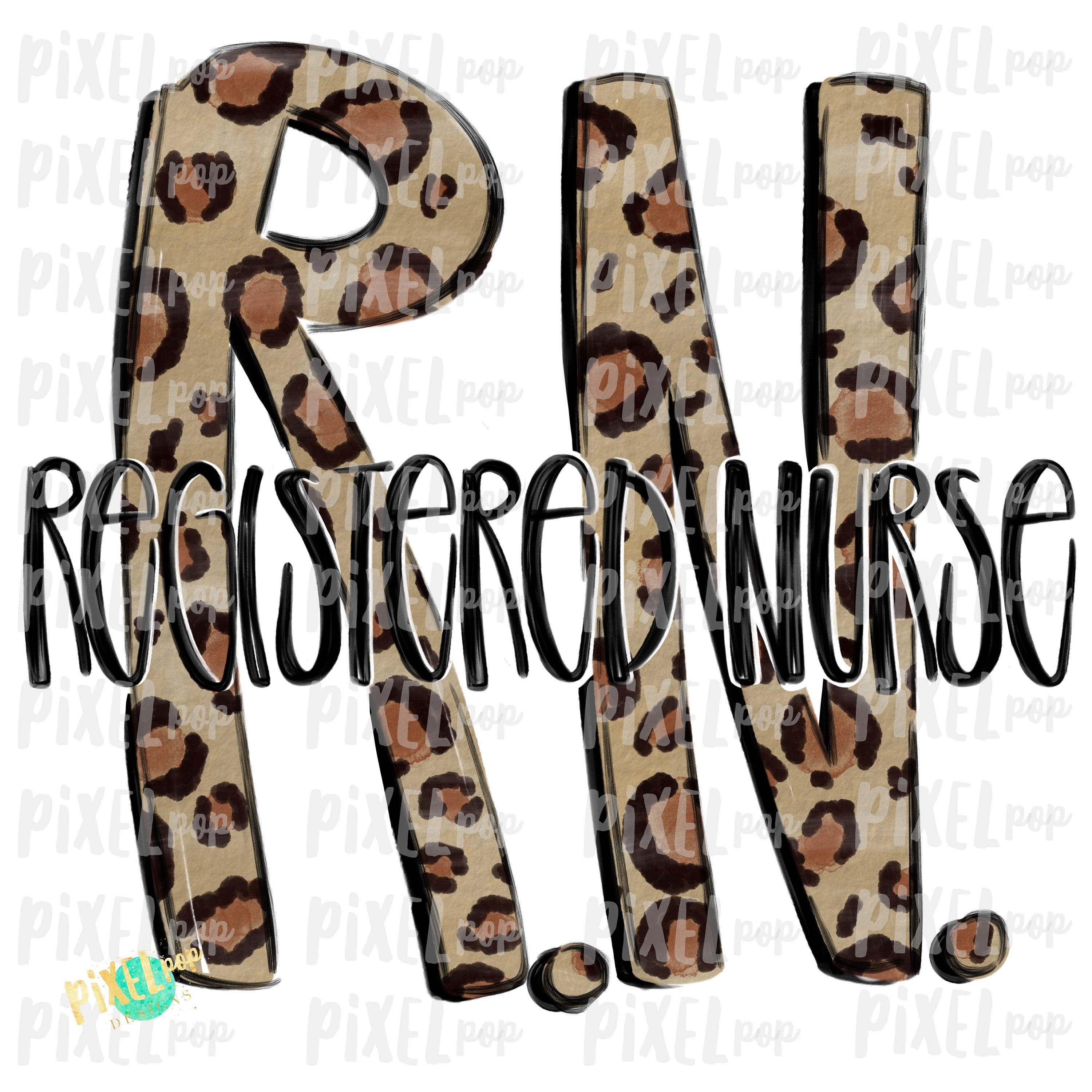 Registered Nurse RN Leopard PNG Design Sublimation Hand | Etsy