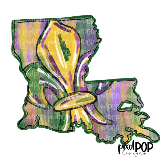 Louisiana State Mardi Gras Fleur De Lis Acrylic on Canvas PNG | Etsy