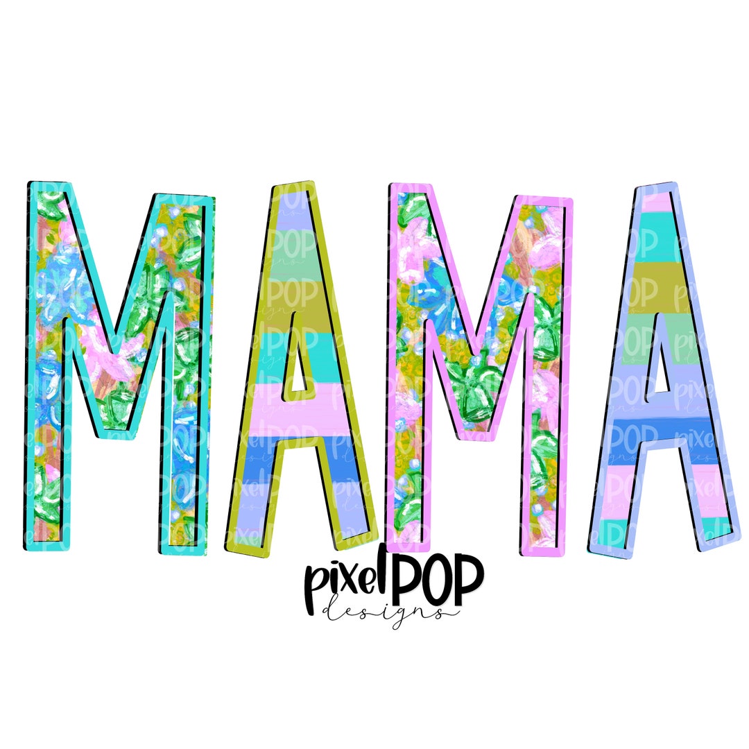 Mama Floral and Stripe Design PNG | Mama Art | Mama Design | Hand Drawn ...