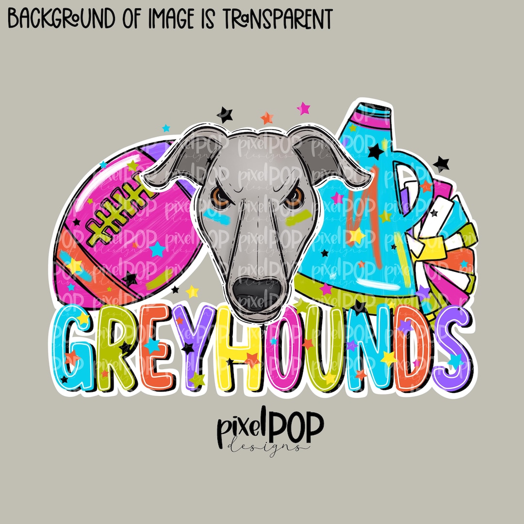 Football and Poms Cheer Bright Greyhounds PNG | School Mascot Digital ...