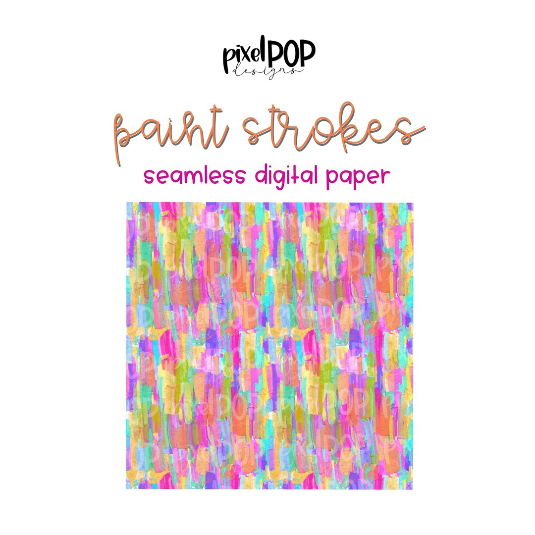 Paint Strokes Seamless Digital Paper PNG | Floral Art | Hand Painted ...