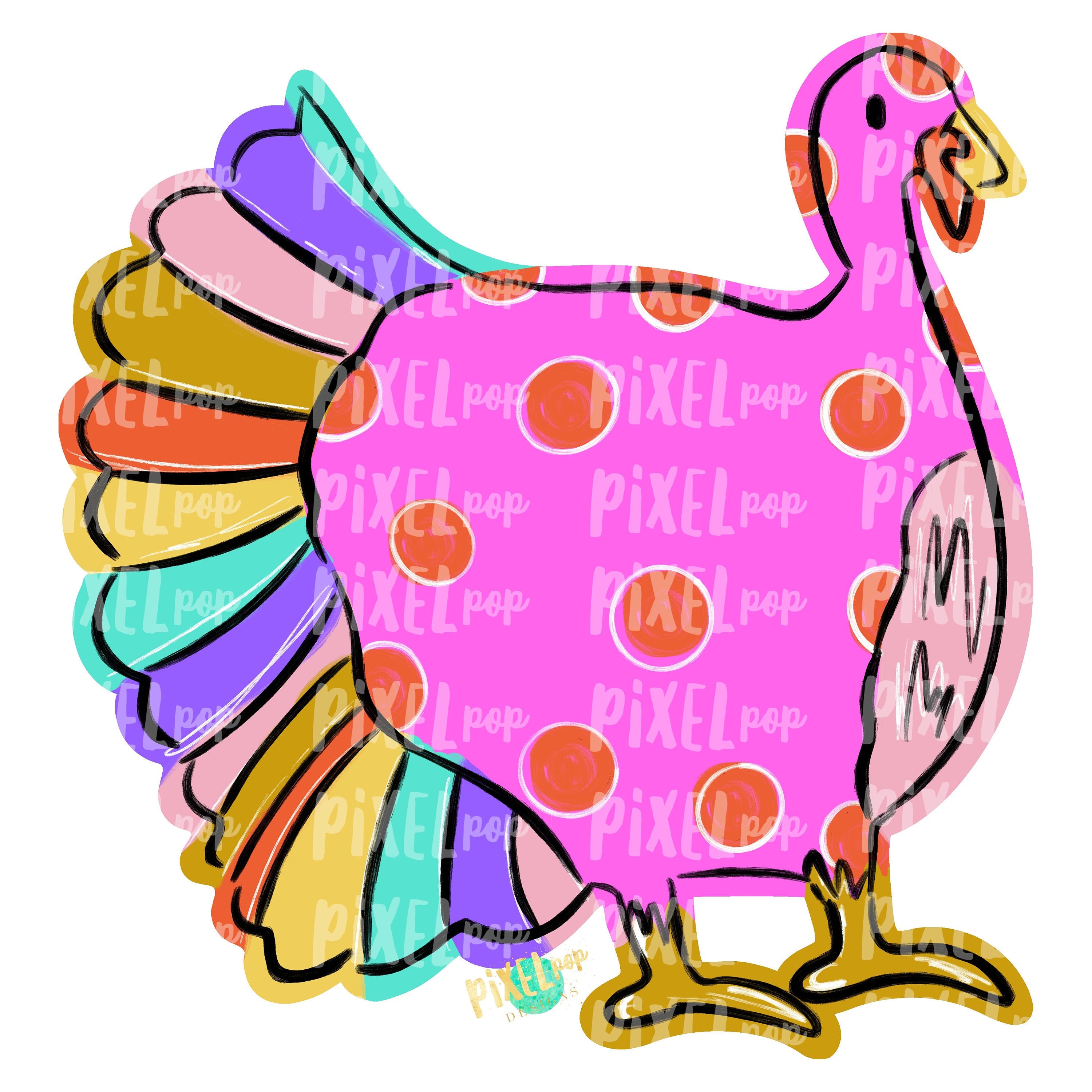 Pink Turkey PNG Turkey Sublimation Hand Painted Digital - Etsy