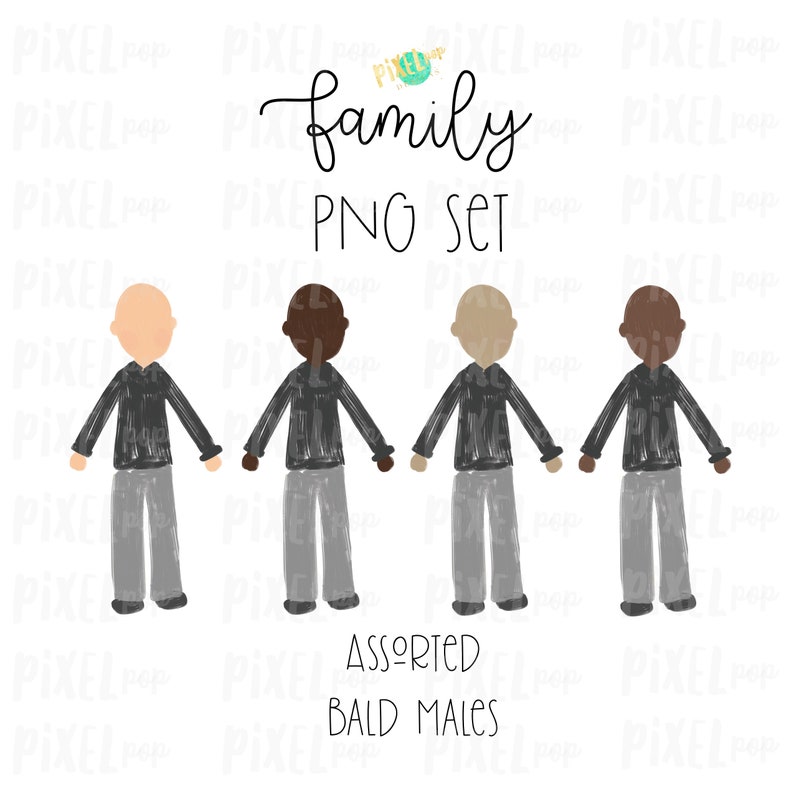 Assorted Bald Males Stick People Figure Family Members Set PNG ...