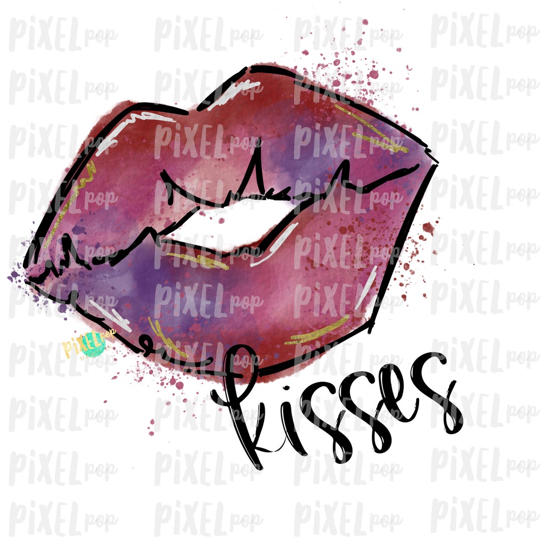 Lips Kisses Watercolor Sublimation PNG | Valentines Day Art | Lips PNG ...