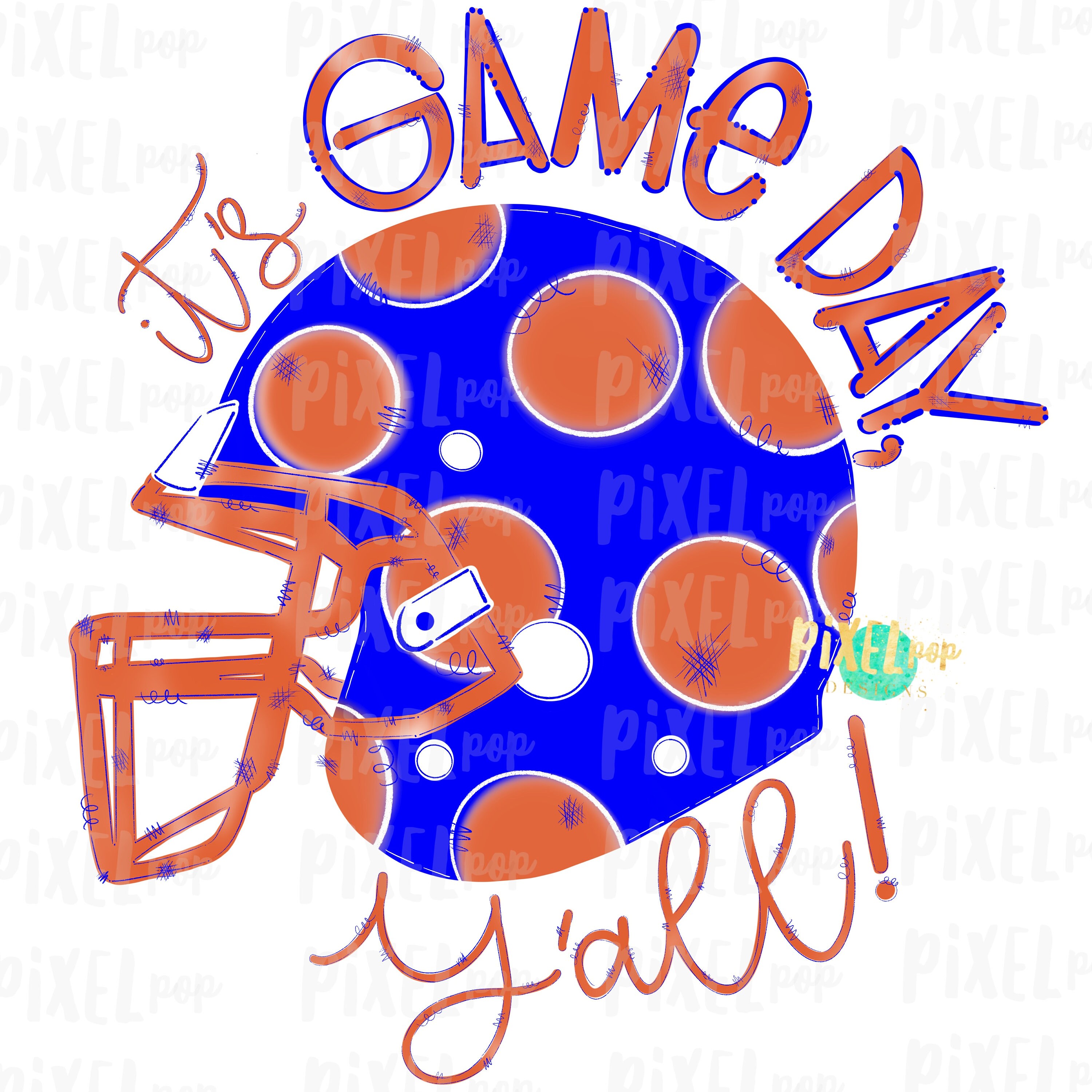 It's Game Day Y'all Blue and Orange Gold Polka Dot | Etsy
