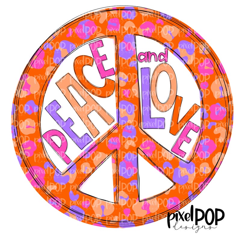 Peace and Love Leopard Print Peace Sign PNG | Peace | Valentine's Day ...