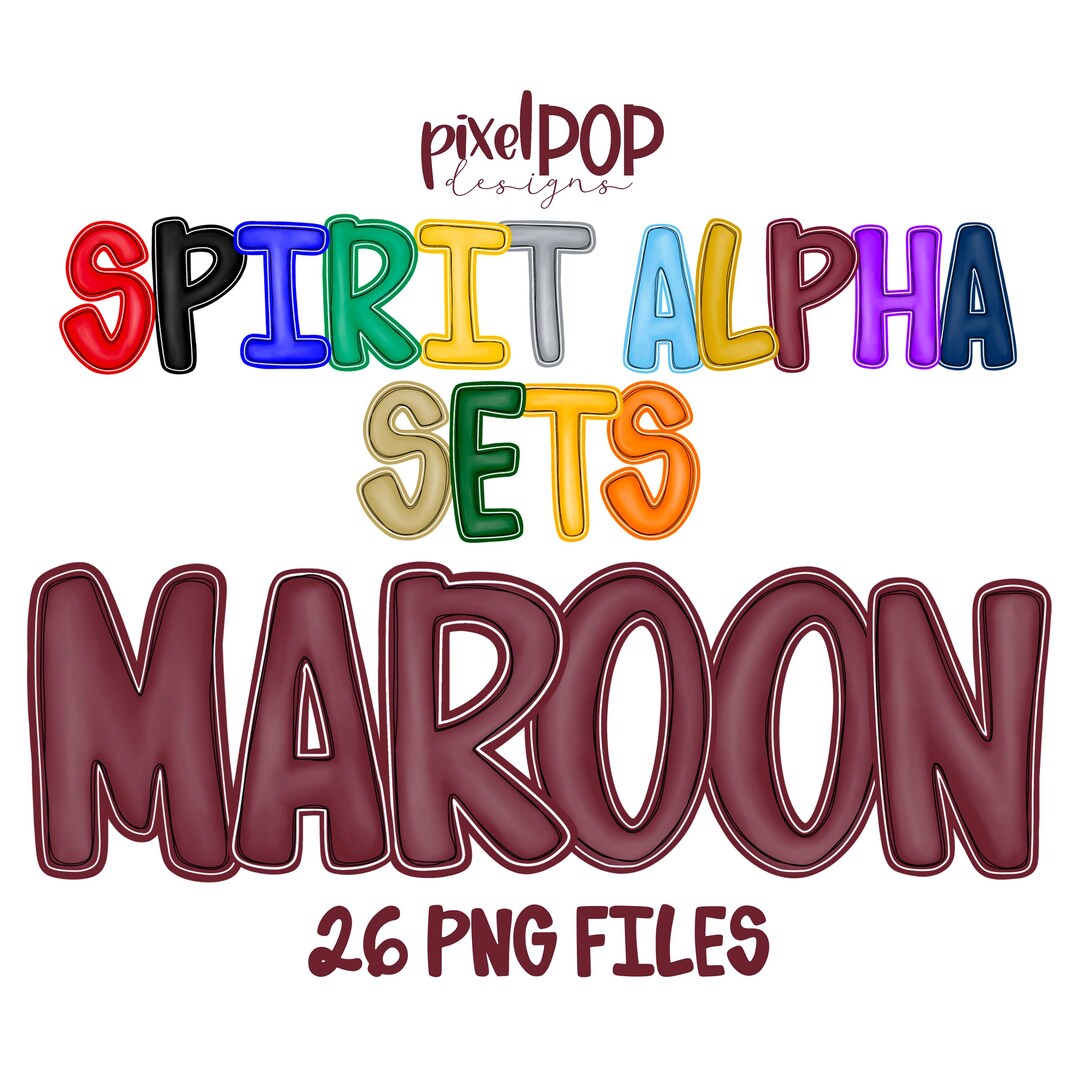 School Spirit Solids PNG Alphabet Set in MAROON Digital Alpha Letter ...