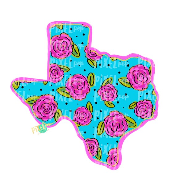 State of Texas Shape Blue Floral PNG Texas State Home - Etsy