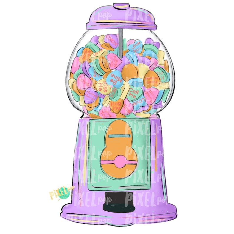 Candy Heart Gumball Machine PNG Valentine's Day - Etsy