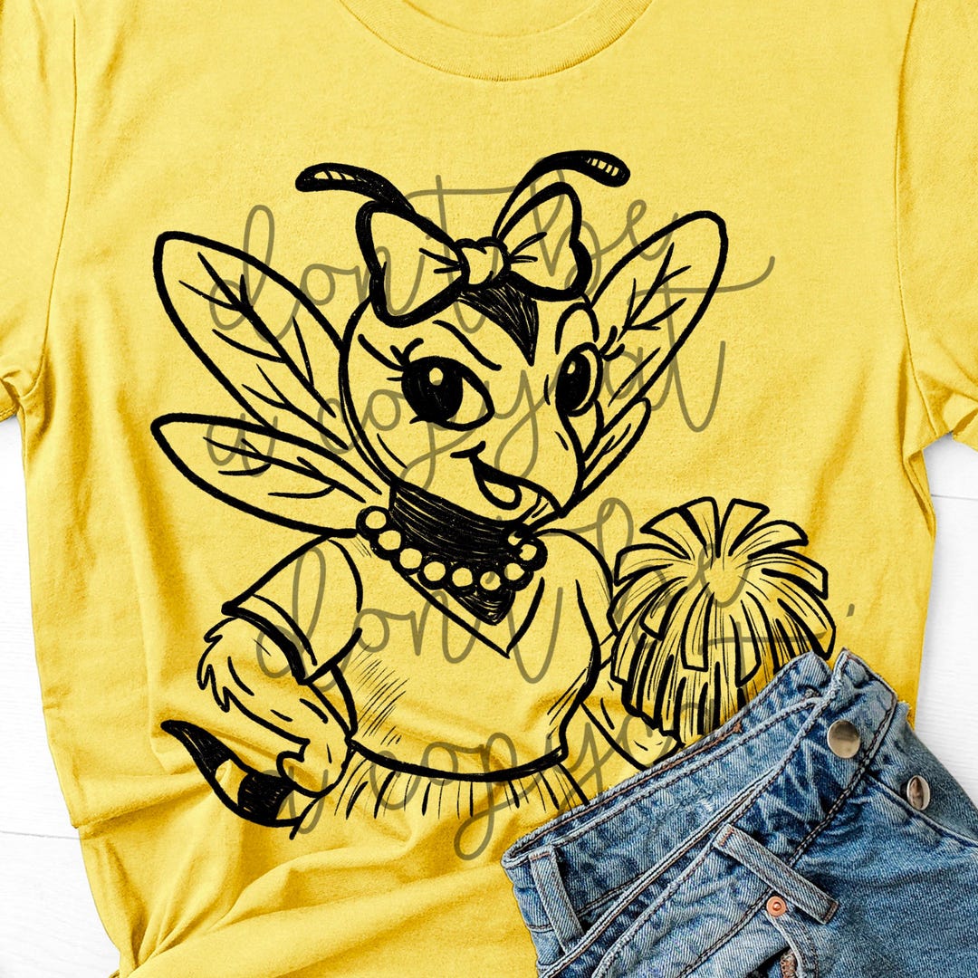 Vintage Cheer Jackets Yellowjackets Hornets Hand Drawn Spirit PNG ...