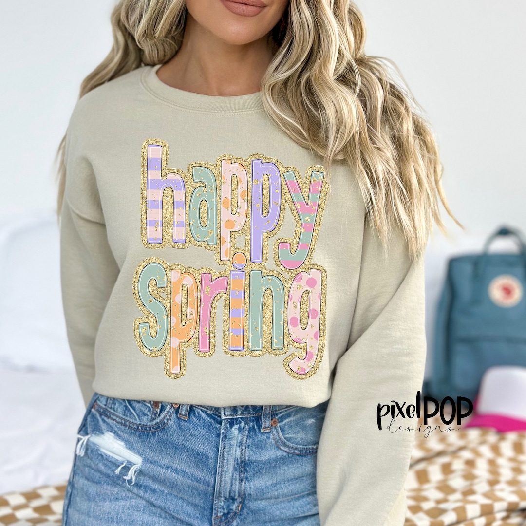 Happy Spring Soft and Sweet Faux Glitter Sparkle PNG | Spring Design ...
