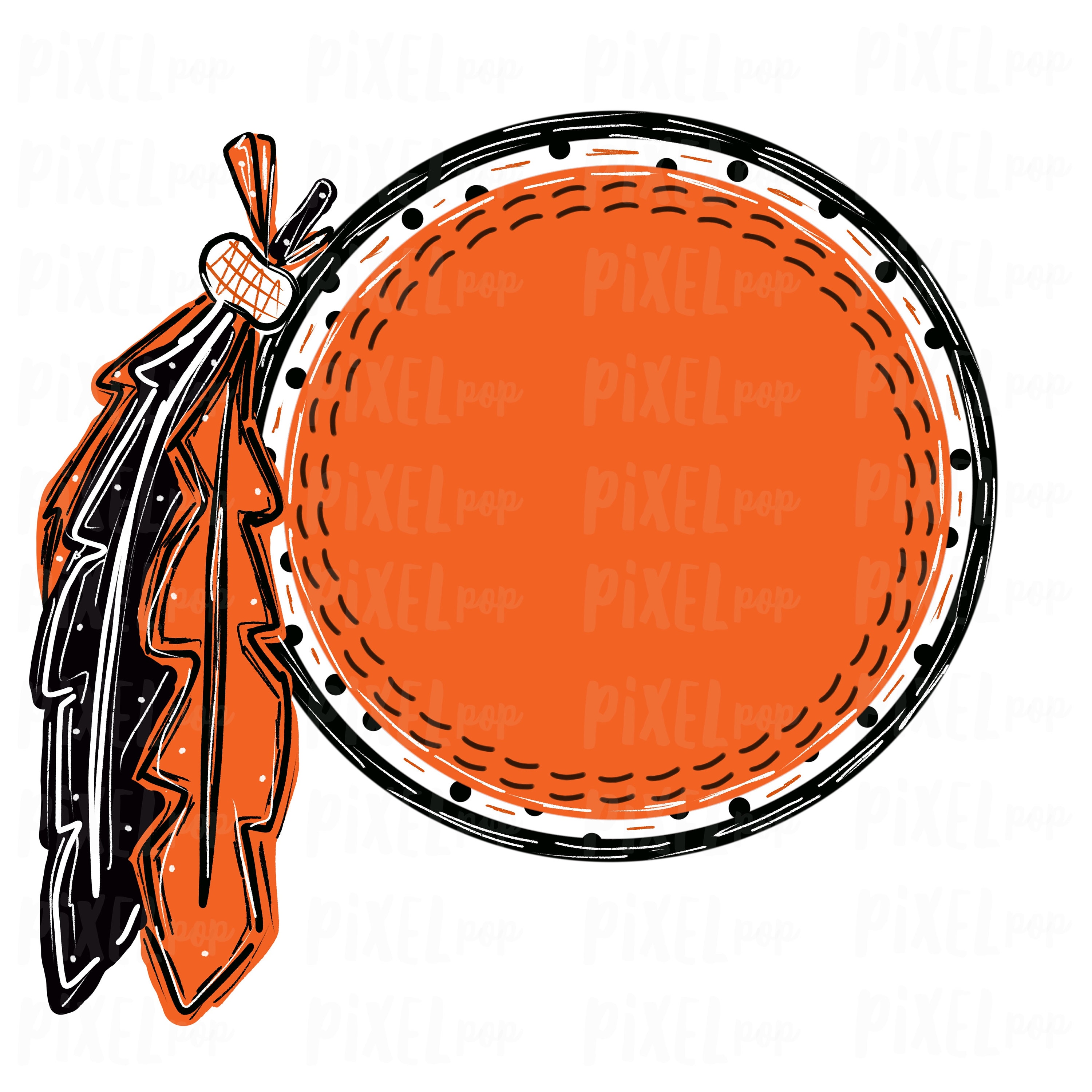 Warrior Indian Feather Circle Design Orange Black | Sublimation Design ...