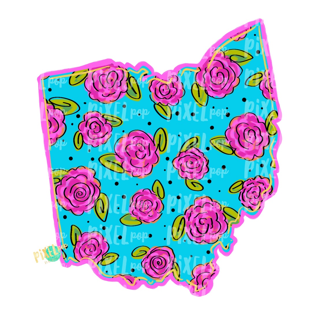 State of Ohio Shape Blue Floral PNG | Ohio State Design | Home State ...