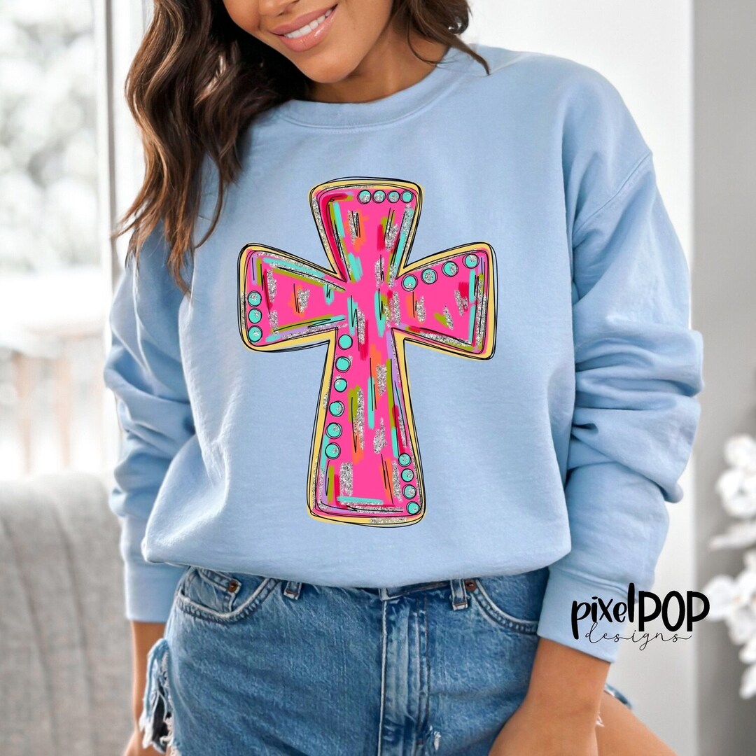 Silver Glitz Cross Easter PNG Design | Glitter Sequin Religious Cross ...