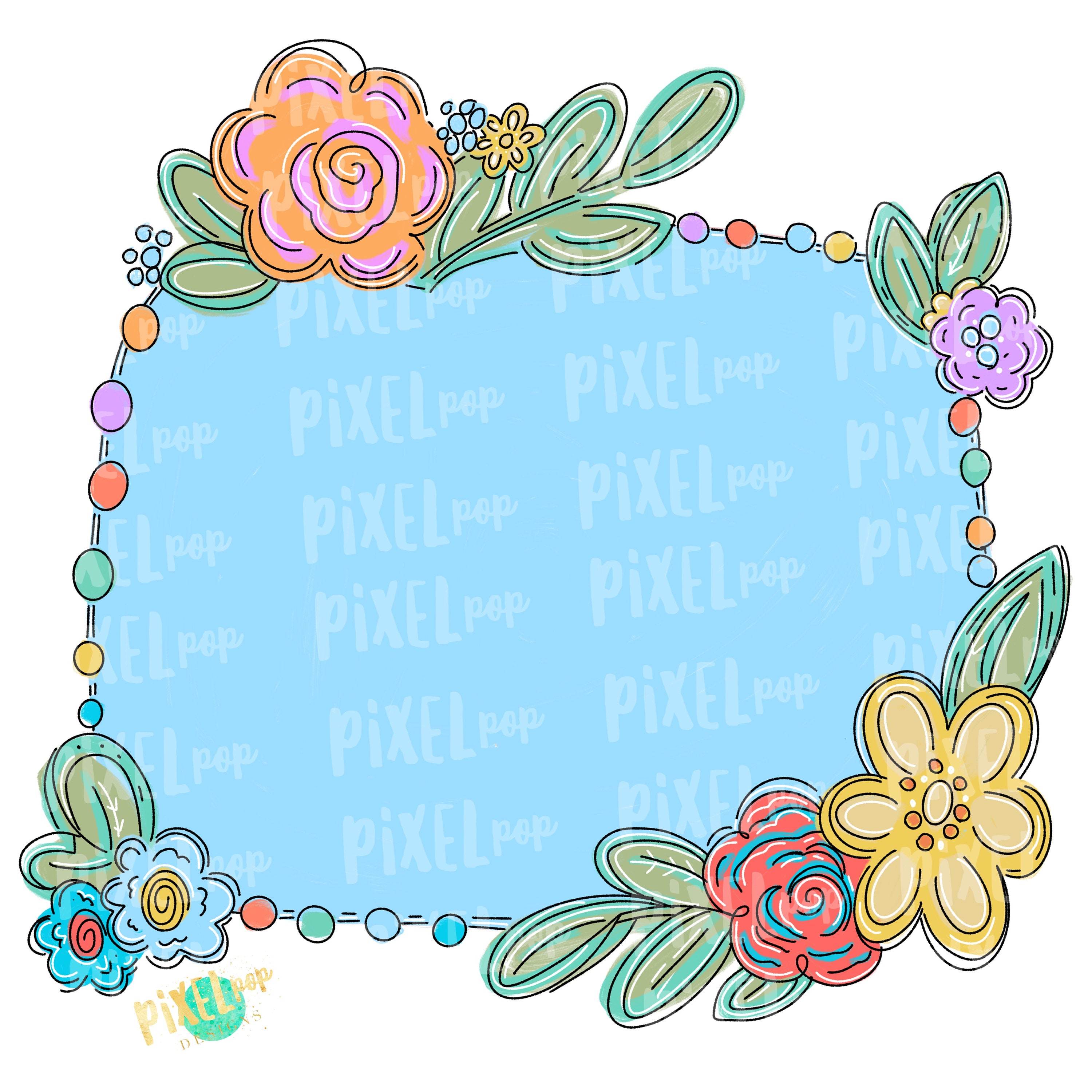 Floral Oblong Frame Blank PNG Flower Frame Sublimation | Etsy