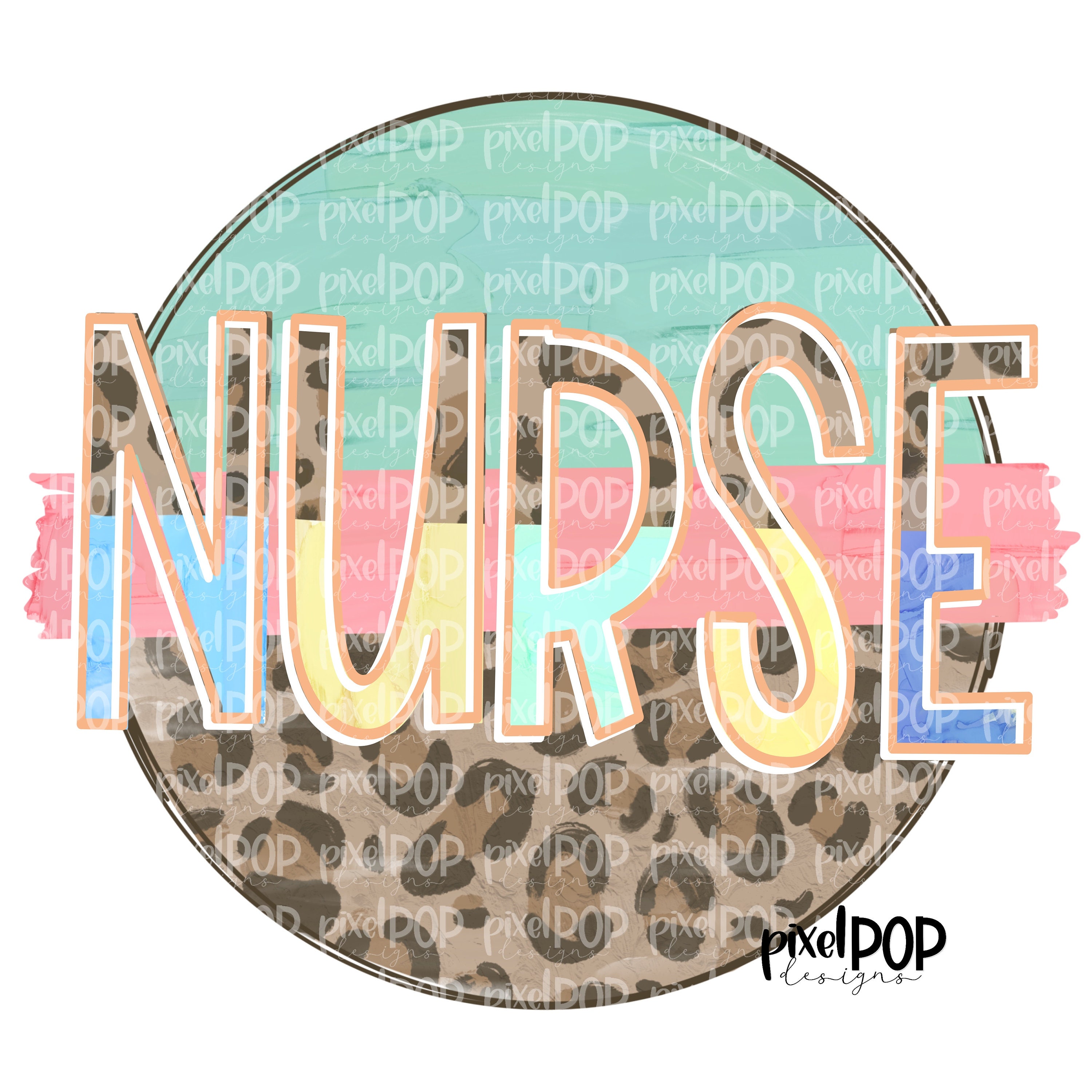 Nurse RN Nursing Leopard and Mint PNG Sublimation Hand - Etsy