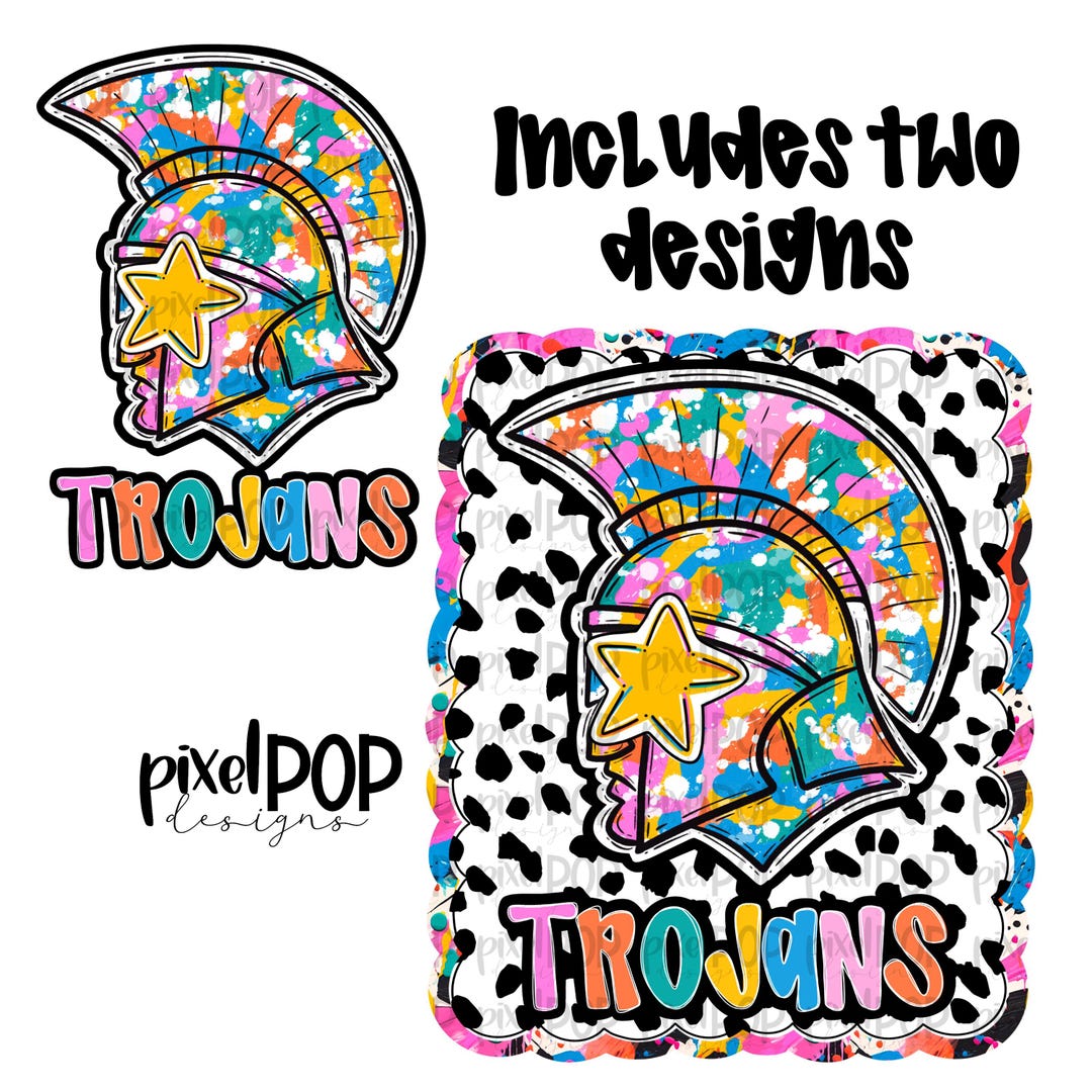 Graffiti Dotty Trojans Hand Drawn Style PNG Designs | School Mascot ...