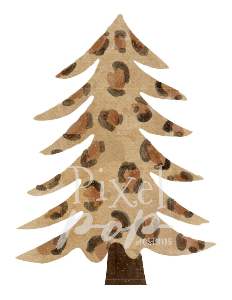 Leopard Cheetah Christmas Tree Watercolor Sublimation PNG - Etsy
