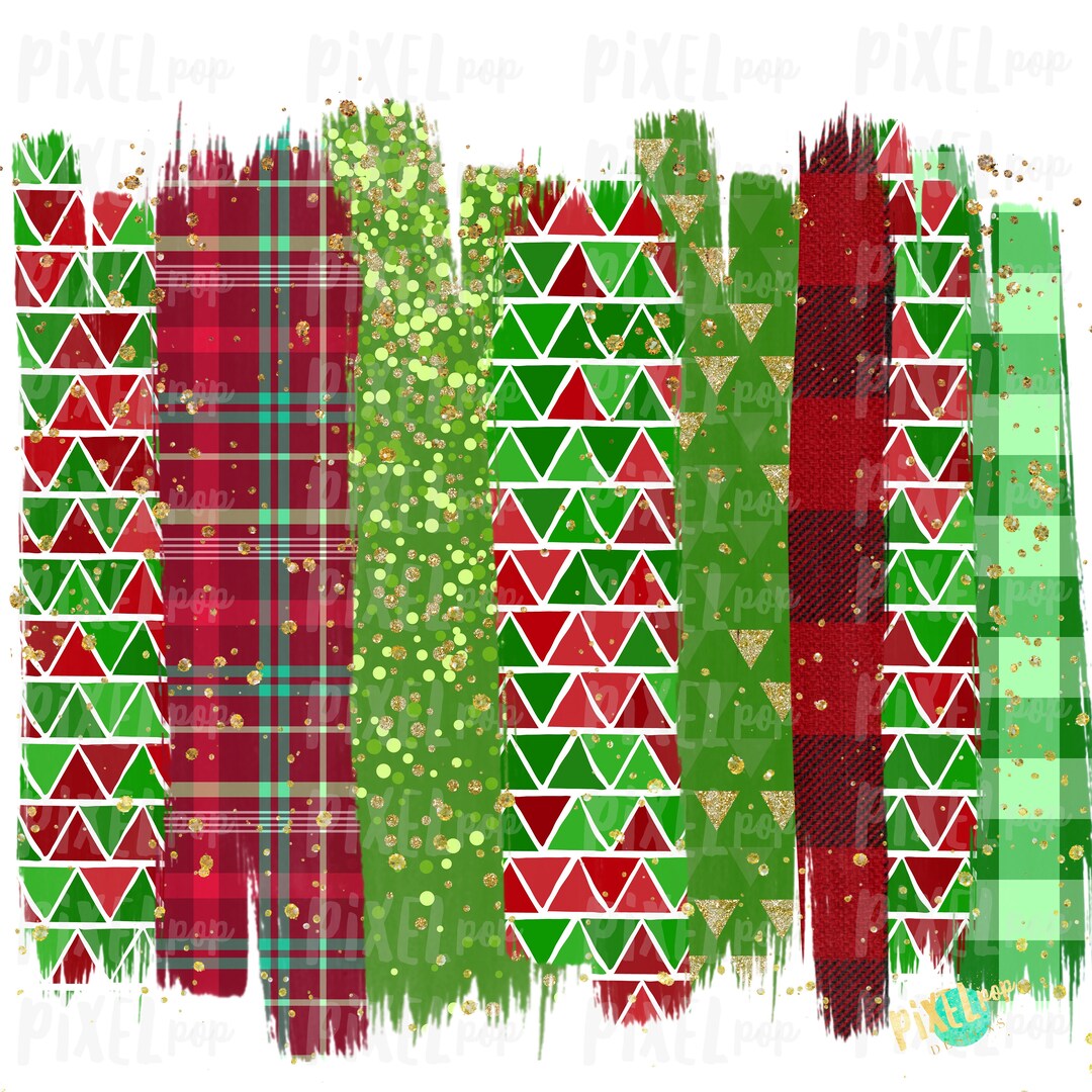 Christmas Gems Red Green Brush Stroke Background Sublimation PNG ...