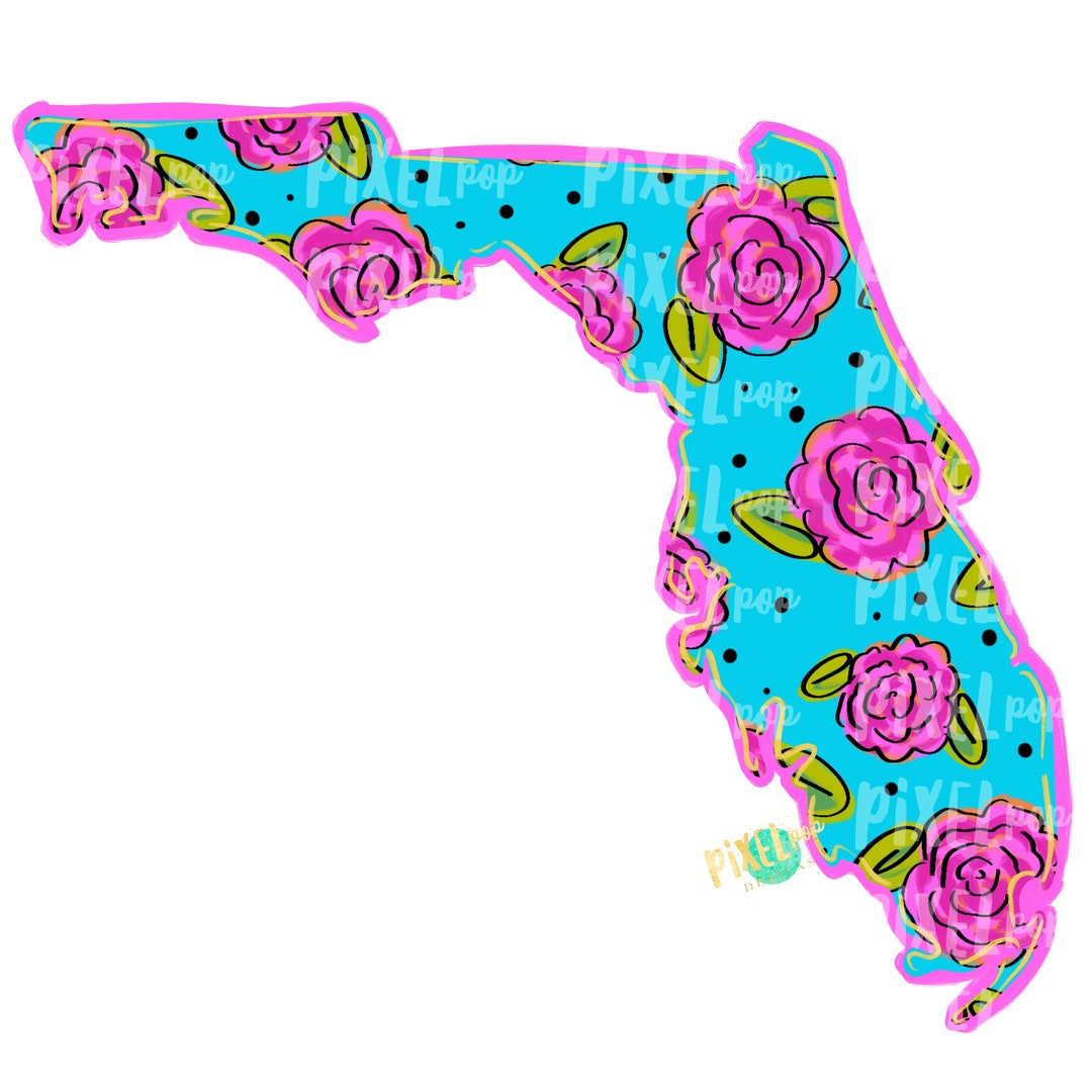 State of Florida Shape Blue Floral PNG | Florida State | Home State ...